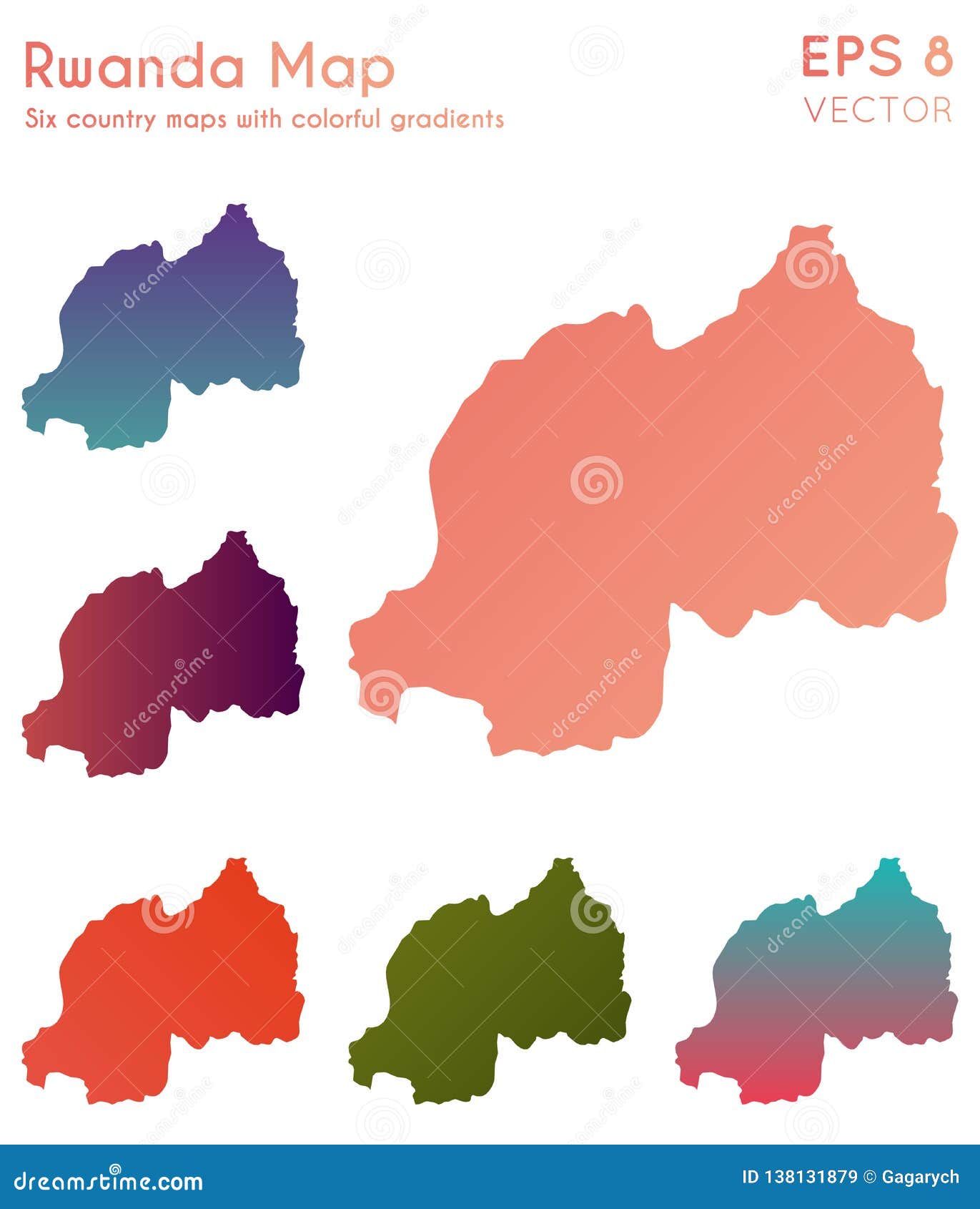 Map Of Rwanda With Beautiful Gradients. Cartoon Vector | CartoonDealer ...