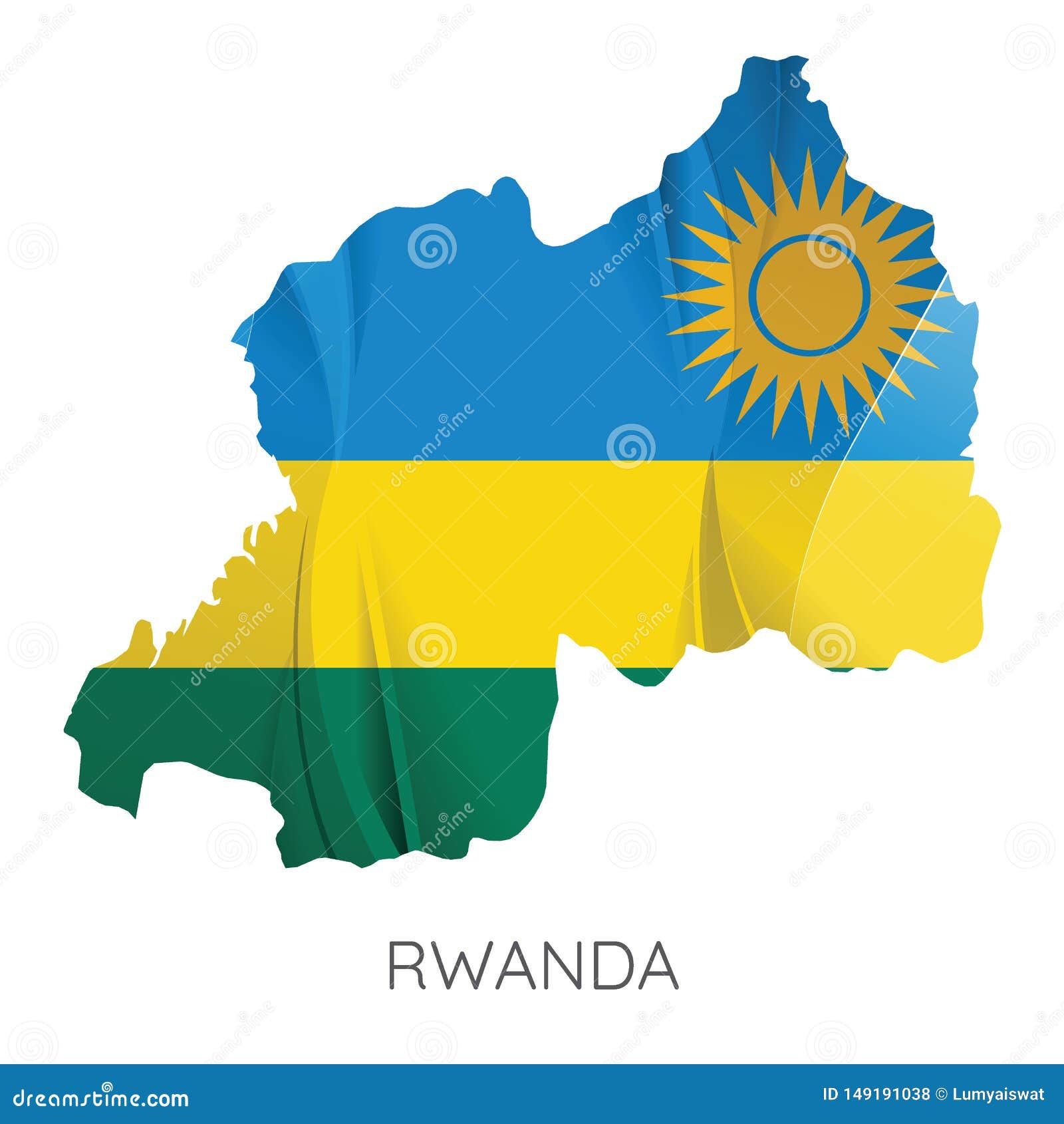 Map of Rwanda with Flag, Vector Illustration Stock Vector ...