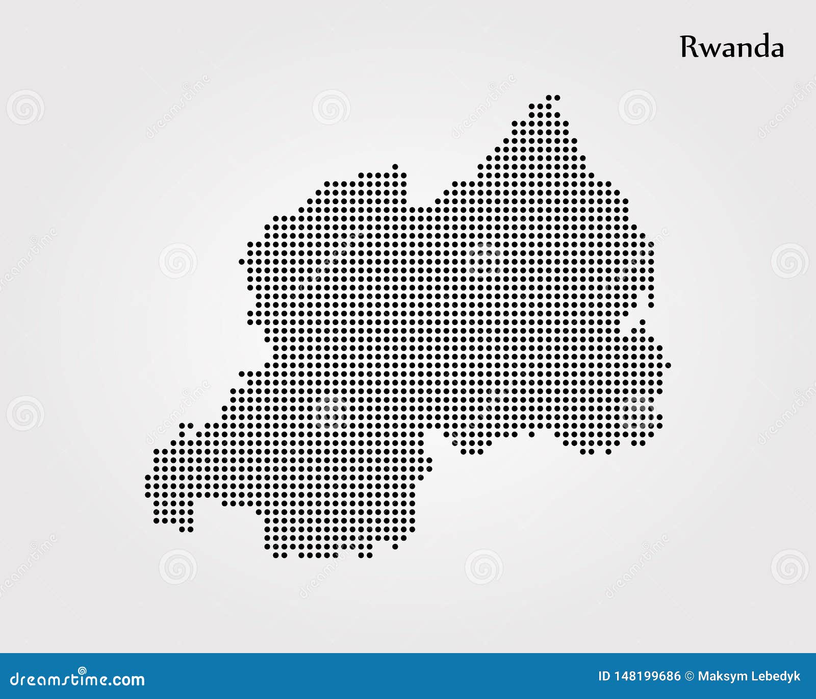 Rwanda Vector Map Isolated On White Background. High-Detailed Black ...