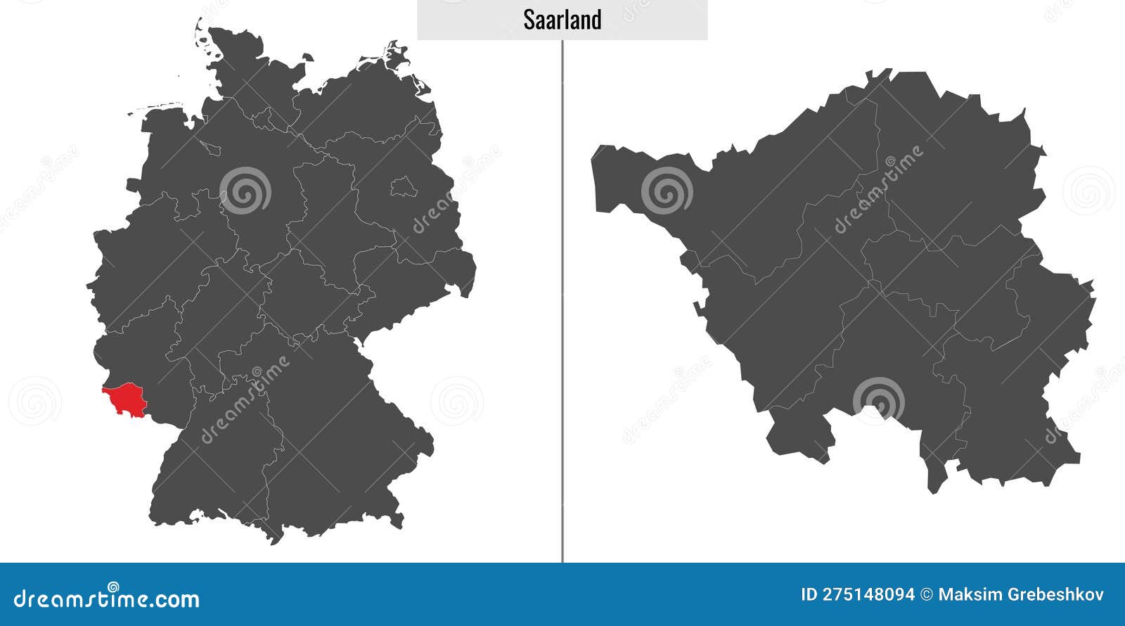 Map of Saarland State of Germany Stock Vector - Illustration of ...
