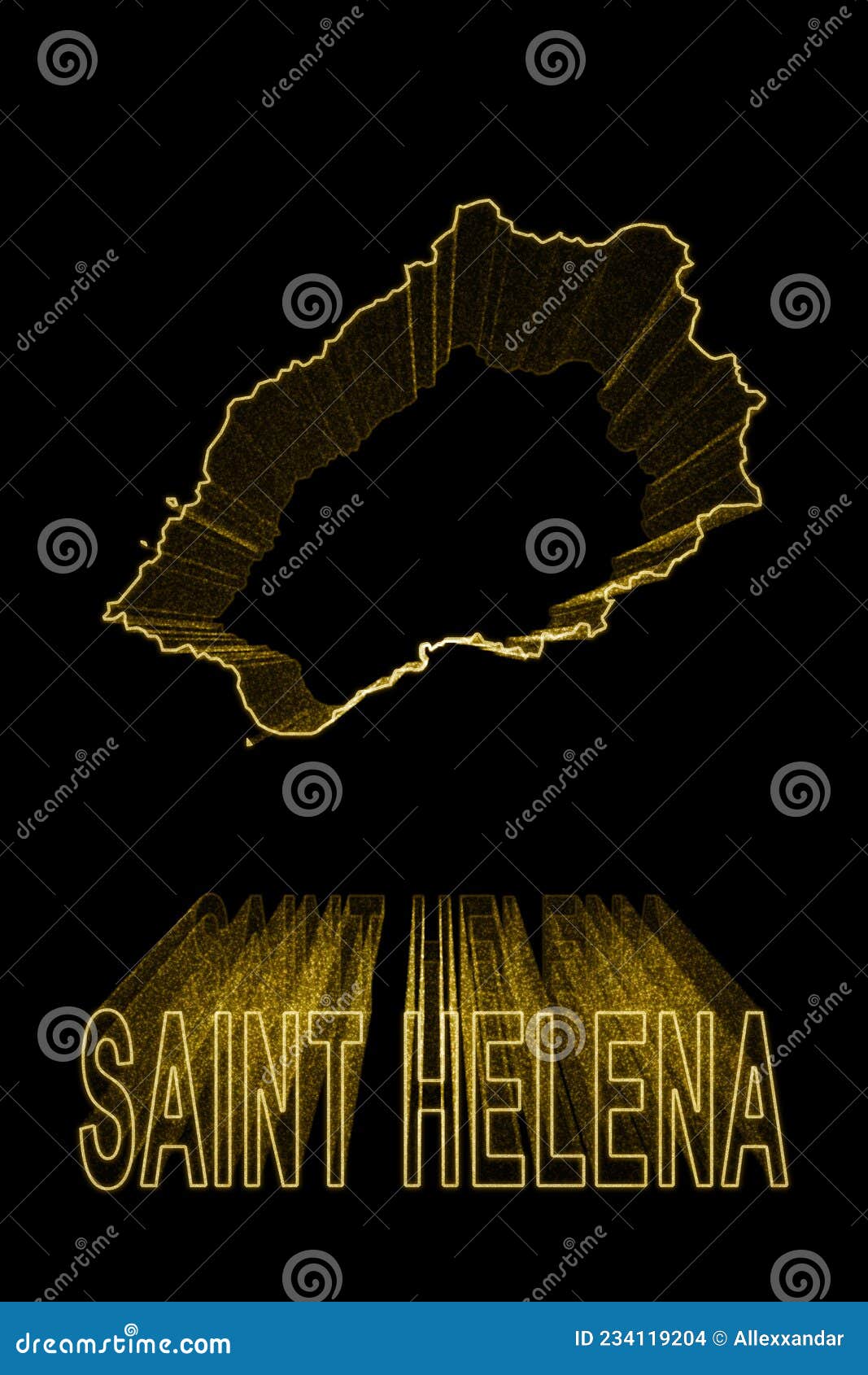 Map of Saint Helena, Gold Map on Black Background Stock Illustration ...