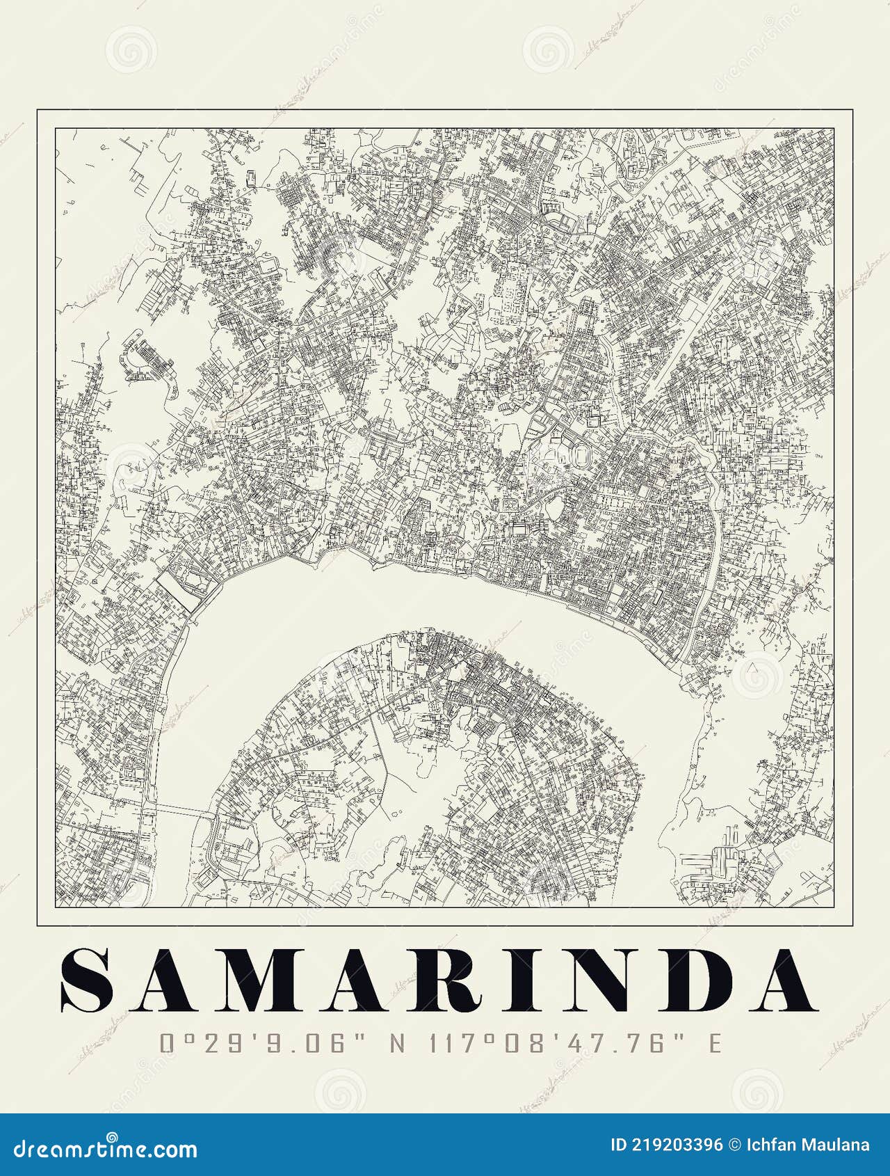 Map of Samarinda city stock illustration. Illustration of samarinda ...