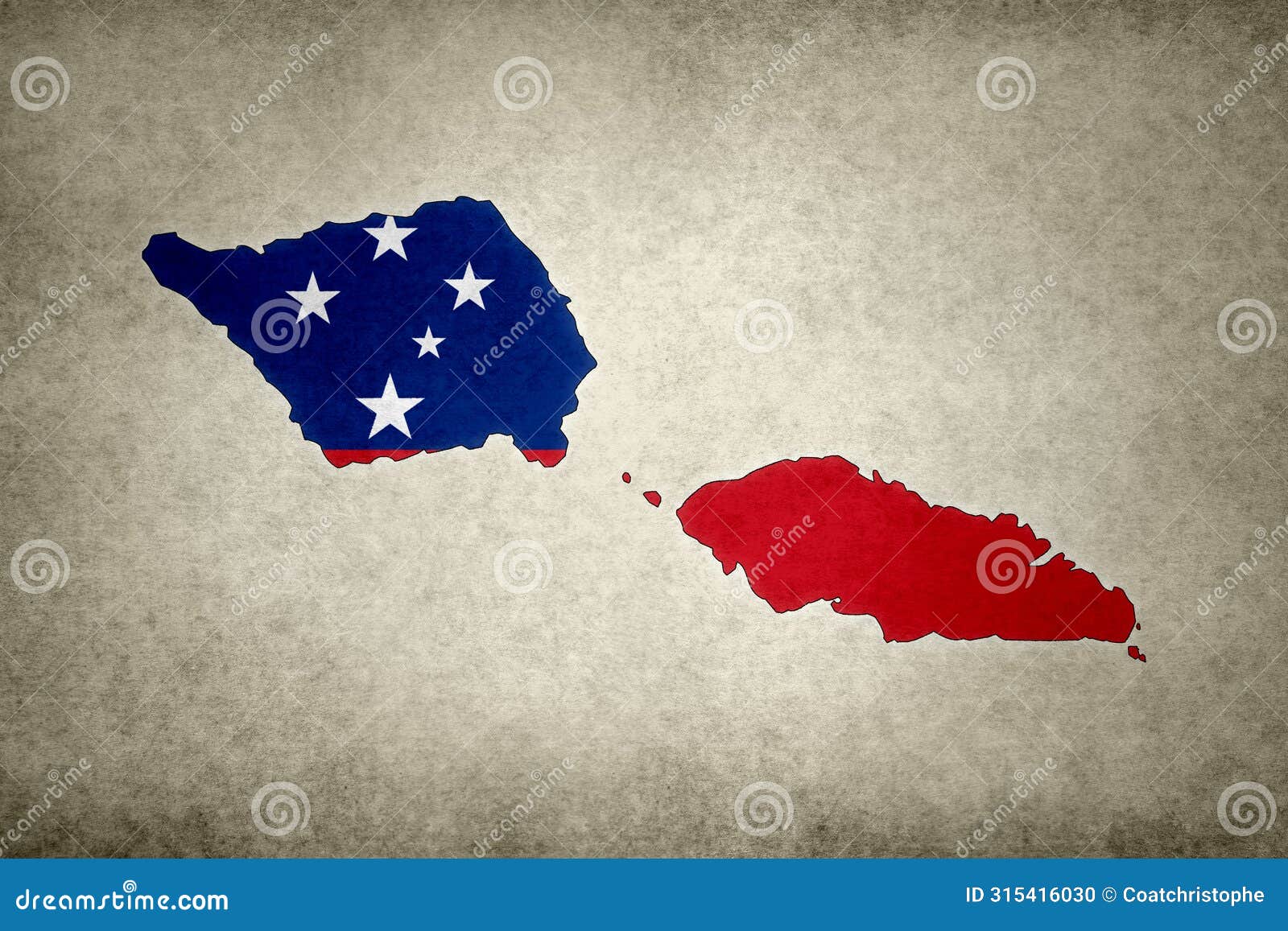 Map of Samoa with Its Flag Printed on a Paper Stock Illustration ...