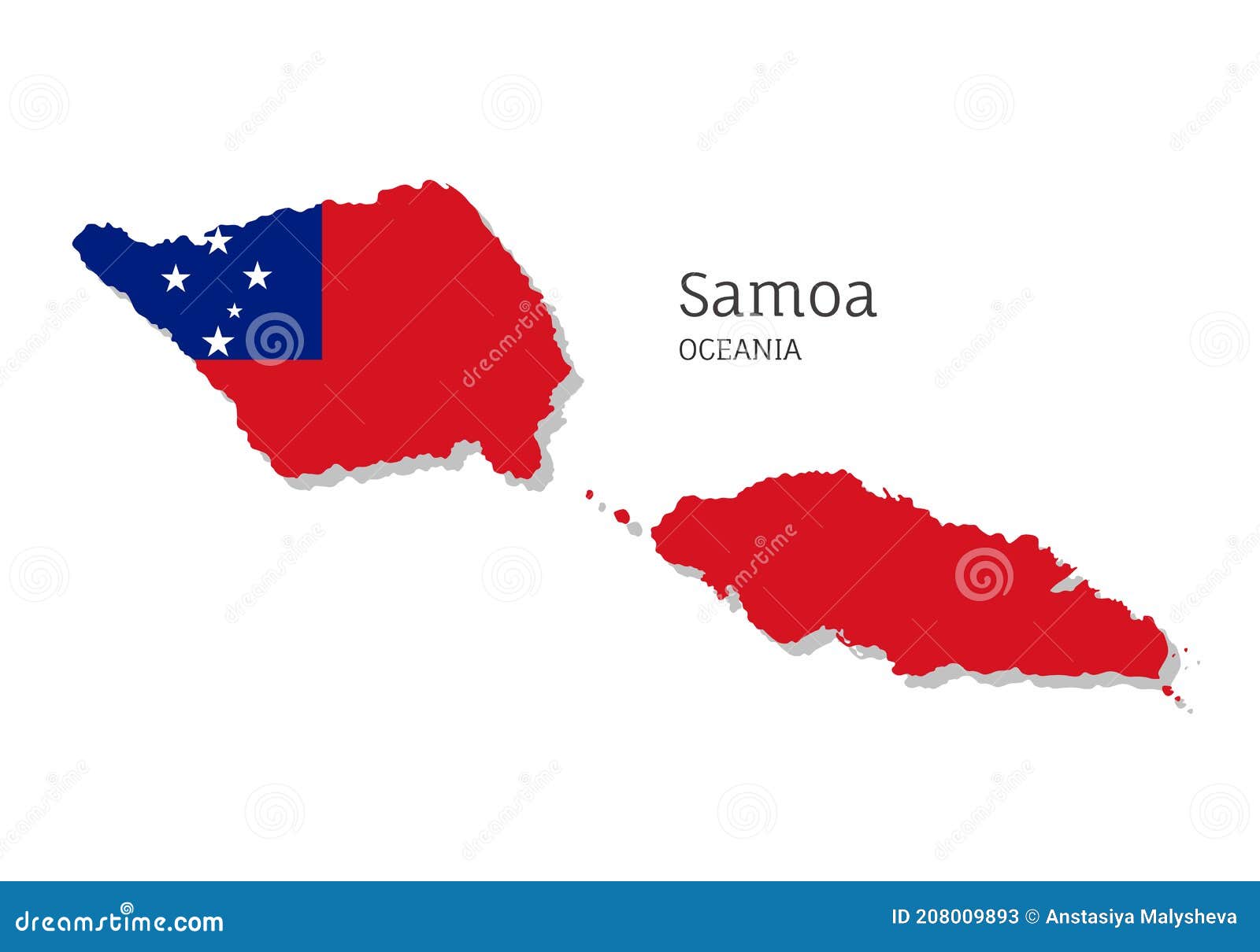 Map of Samoa with National Flag Stock Vector - Illustration of land ...