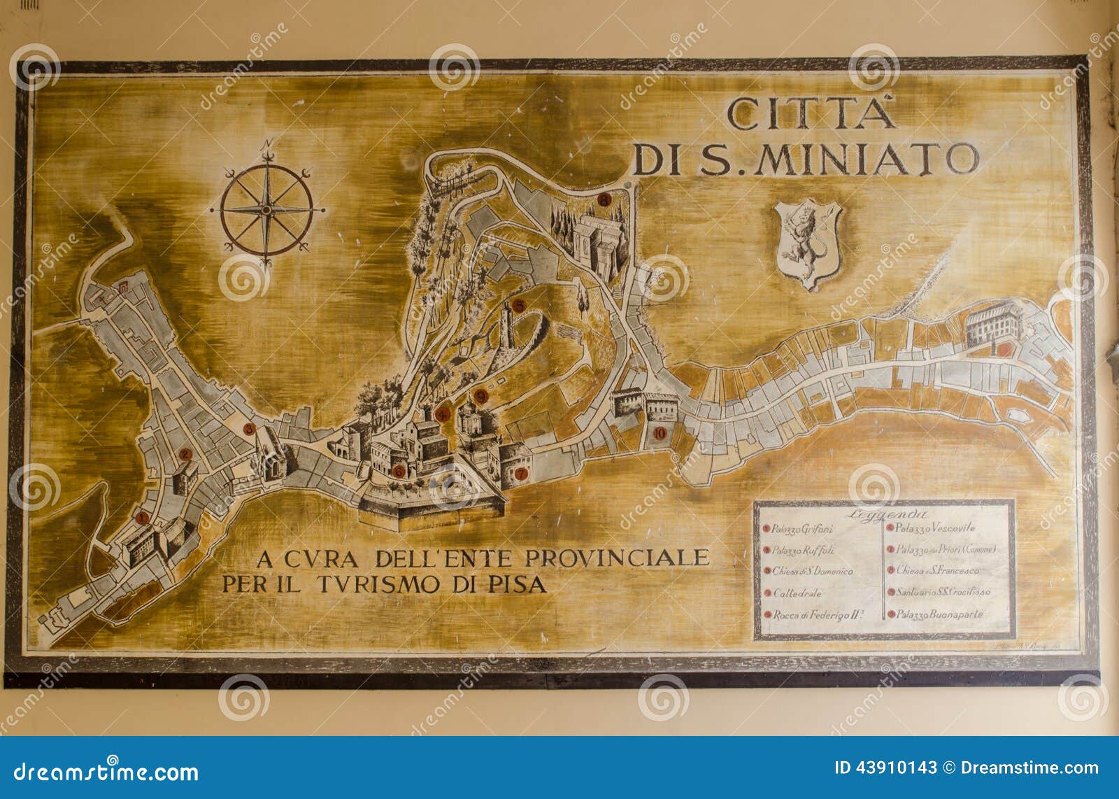 Map of San Miniato, (Tuscany) Editorial Stock Photo - Image of route ...