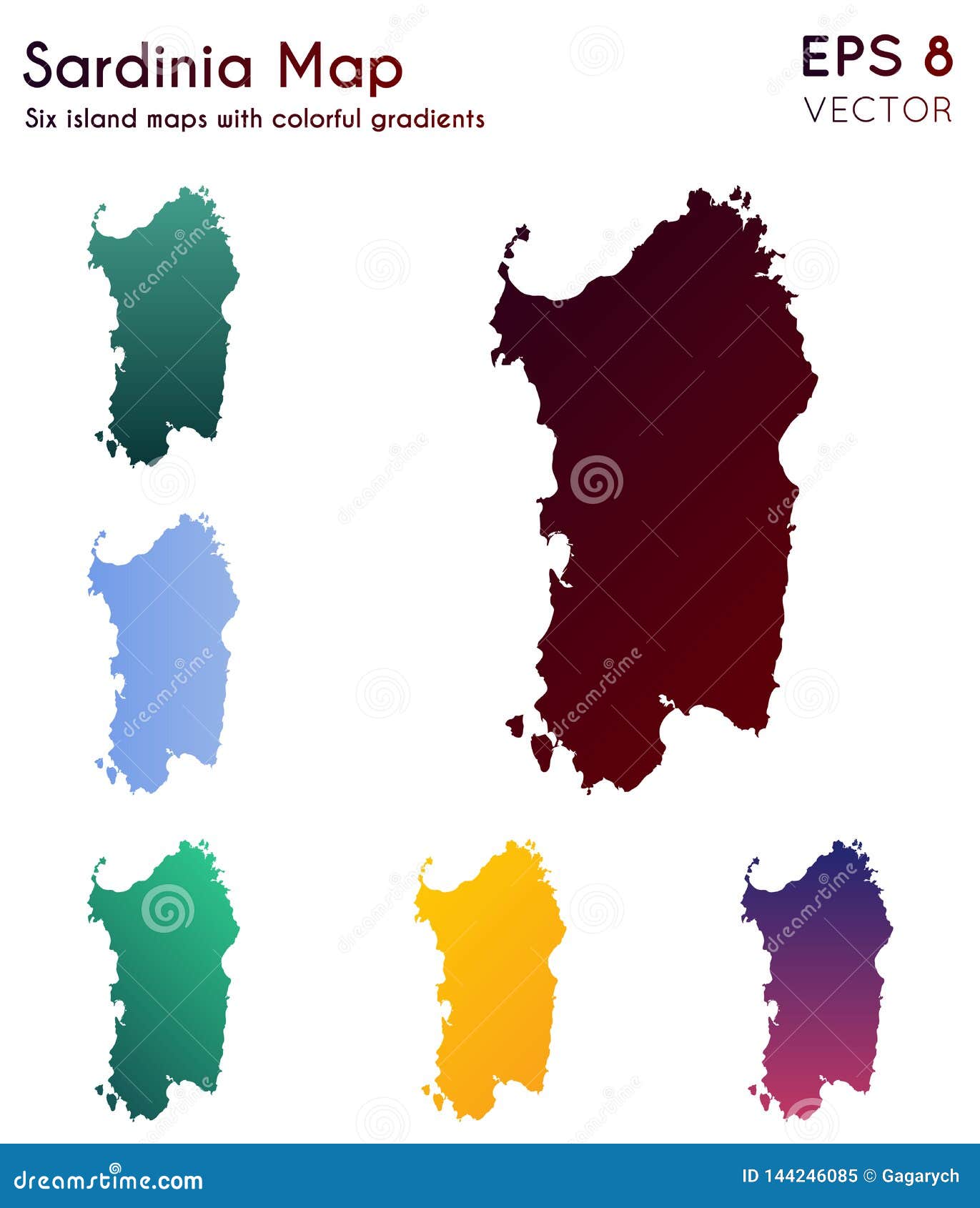 Map of Sardinia with Beautiful Gradients. Stock Vector - Illustration ...