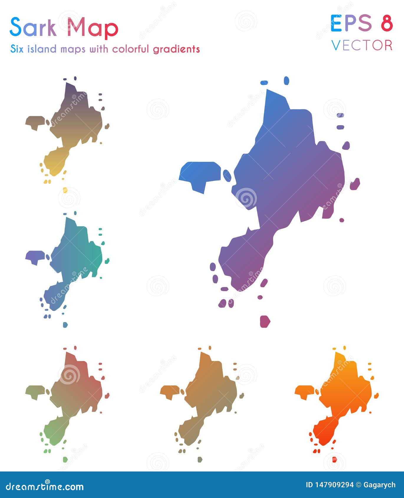 Map of Sark with Beautiful Gradients. Stock Vector - Illustration of ...
