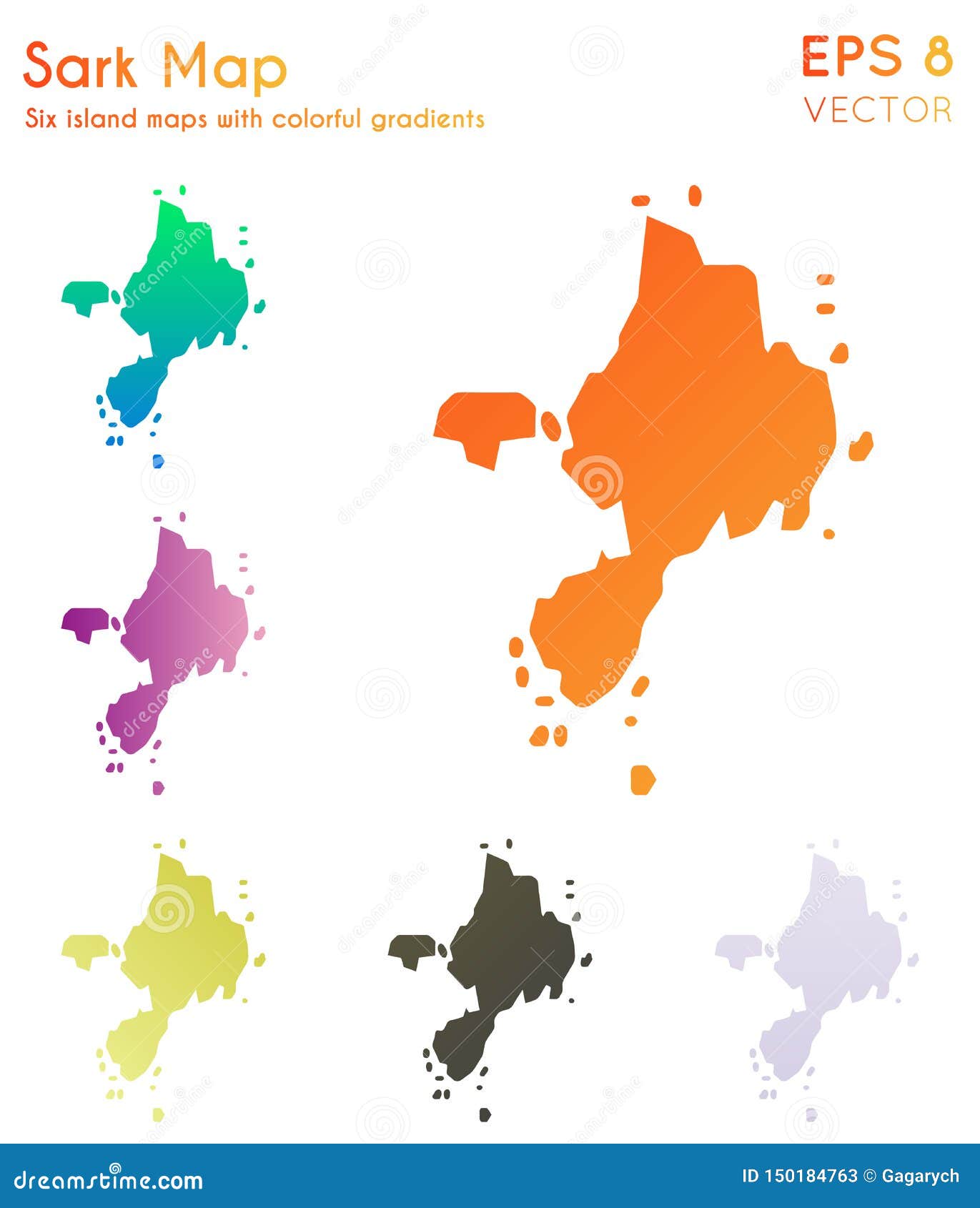 Map Of Sark With Beautiful Gradients. Cartoon Vector | CartoonDealer ...