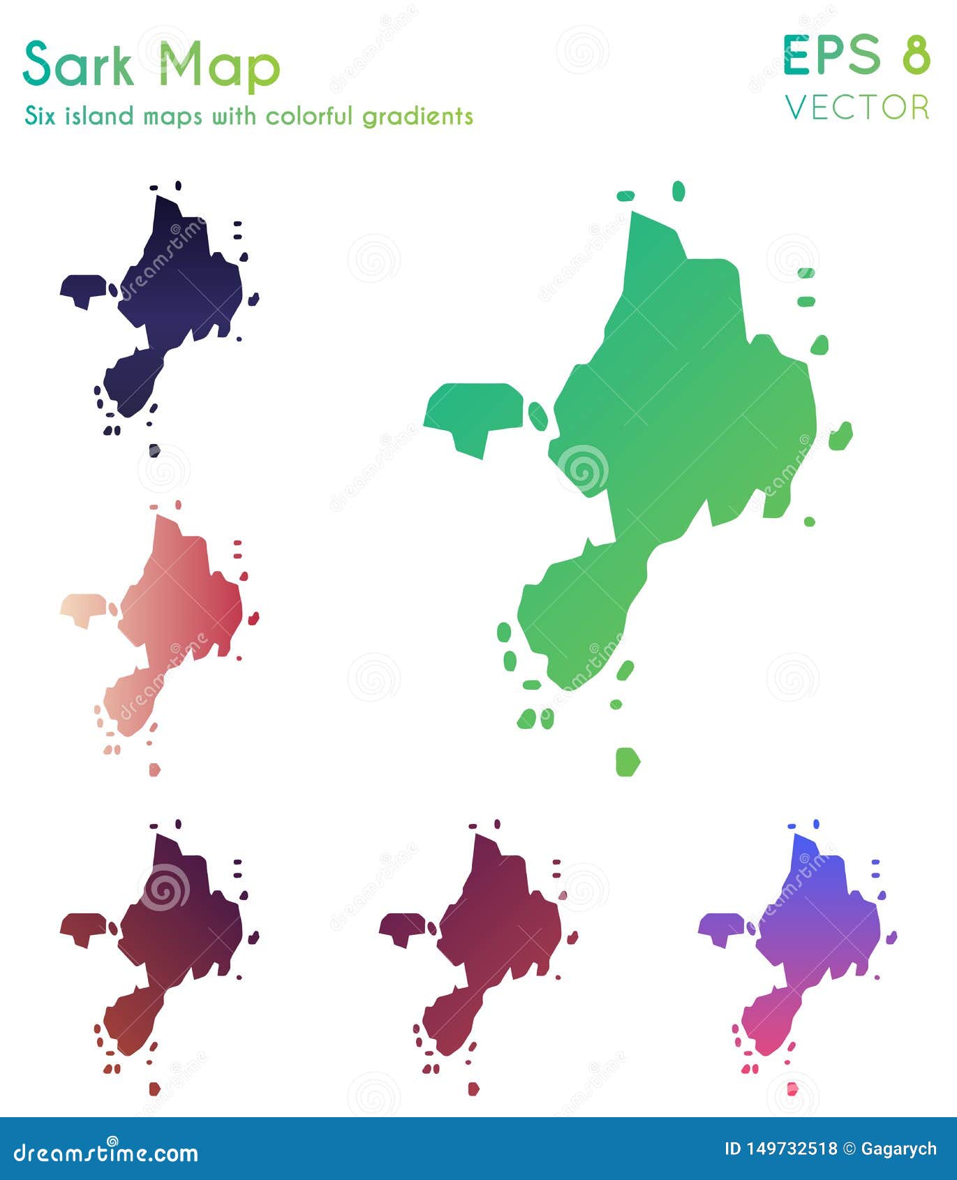 Map of Sark with Beautiful Gradients. Stock Vector - Illustration of ...