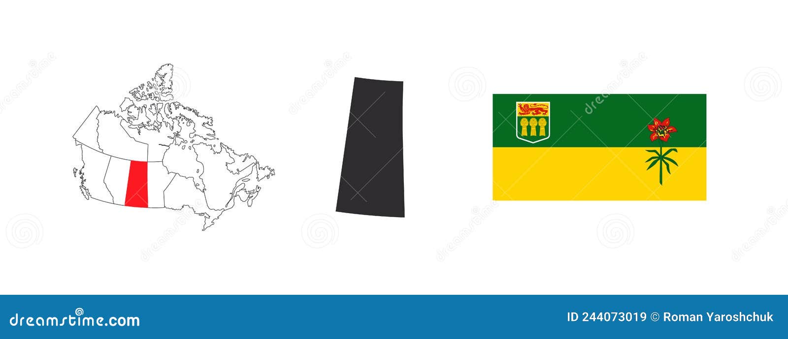 Map of Saskatchewan. Flag of Saskatchewan. Provinces and Territories of ...