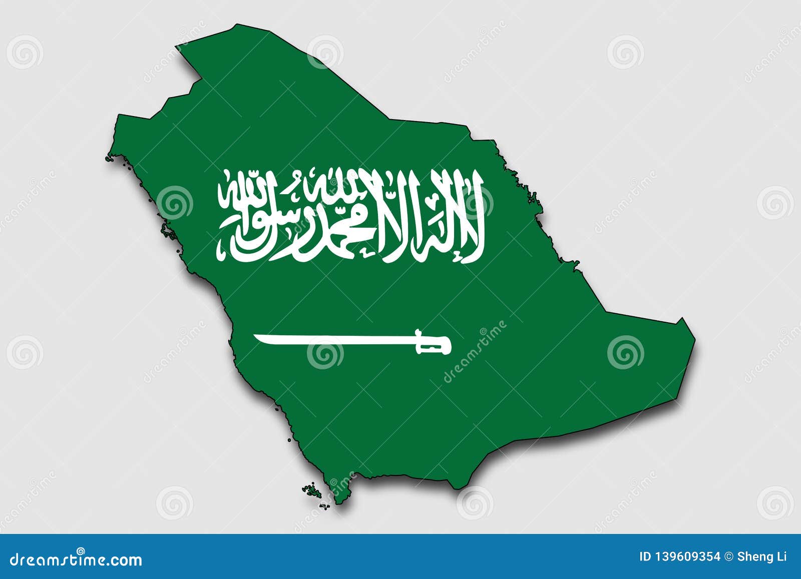 Map of Saudi Arabia, Filled with the National Flag Stock Vector ...
