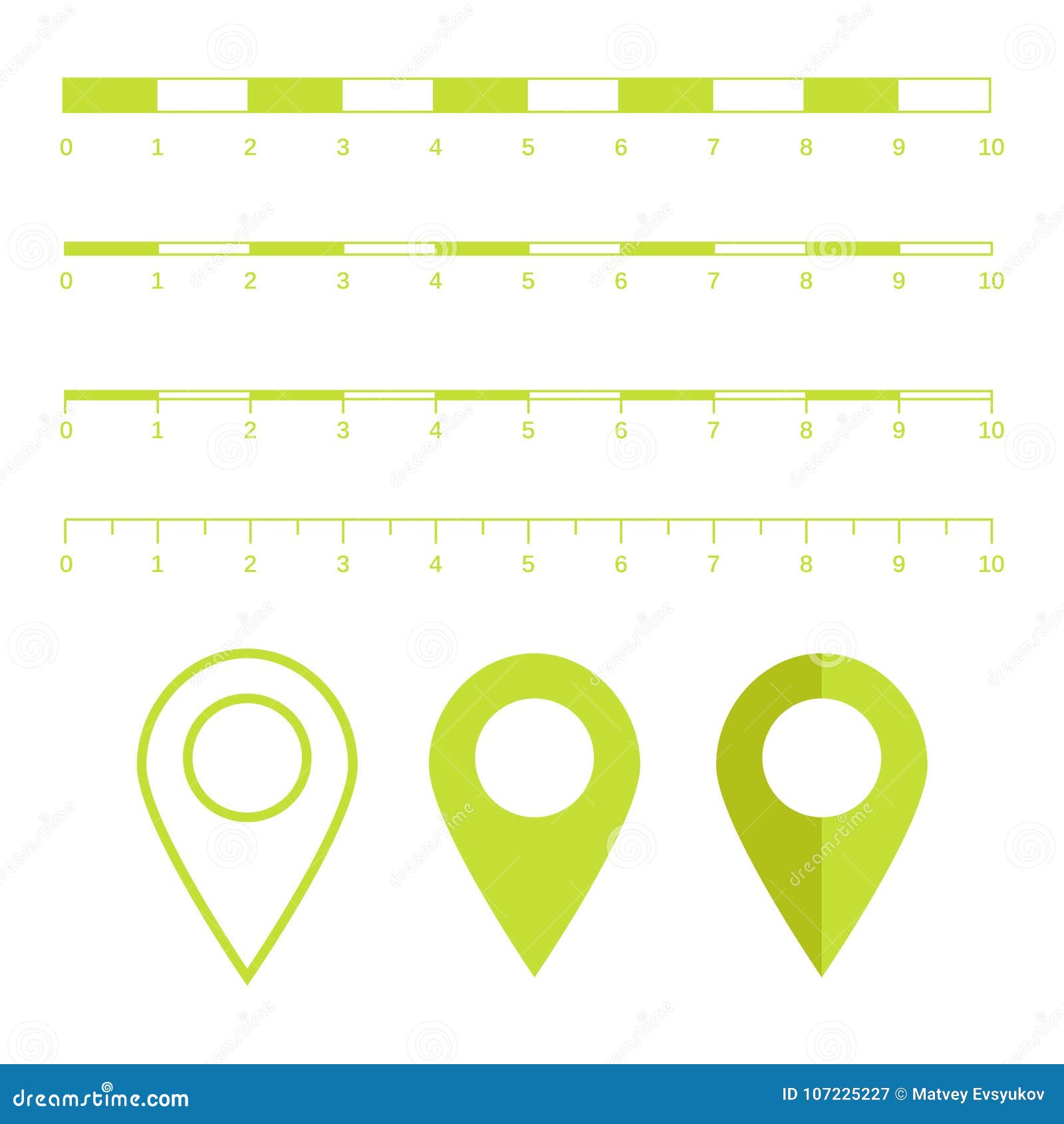 Map Scales Graphics for Measuring Distances. Scale Measure Map V Stock ...