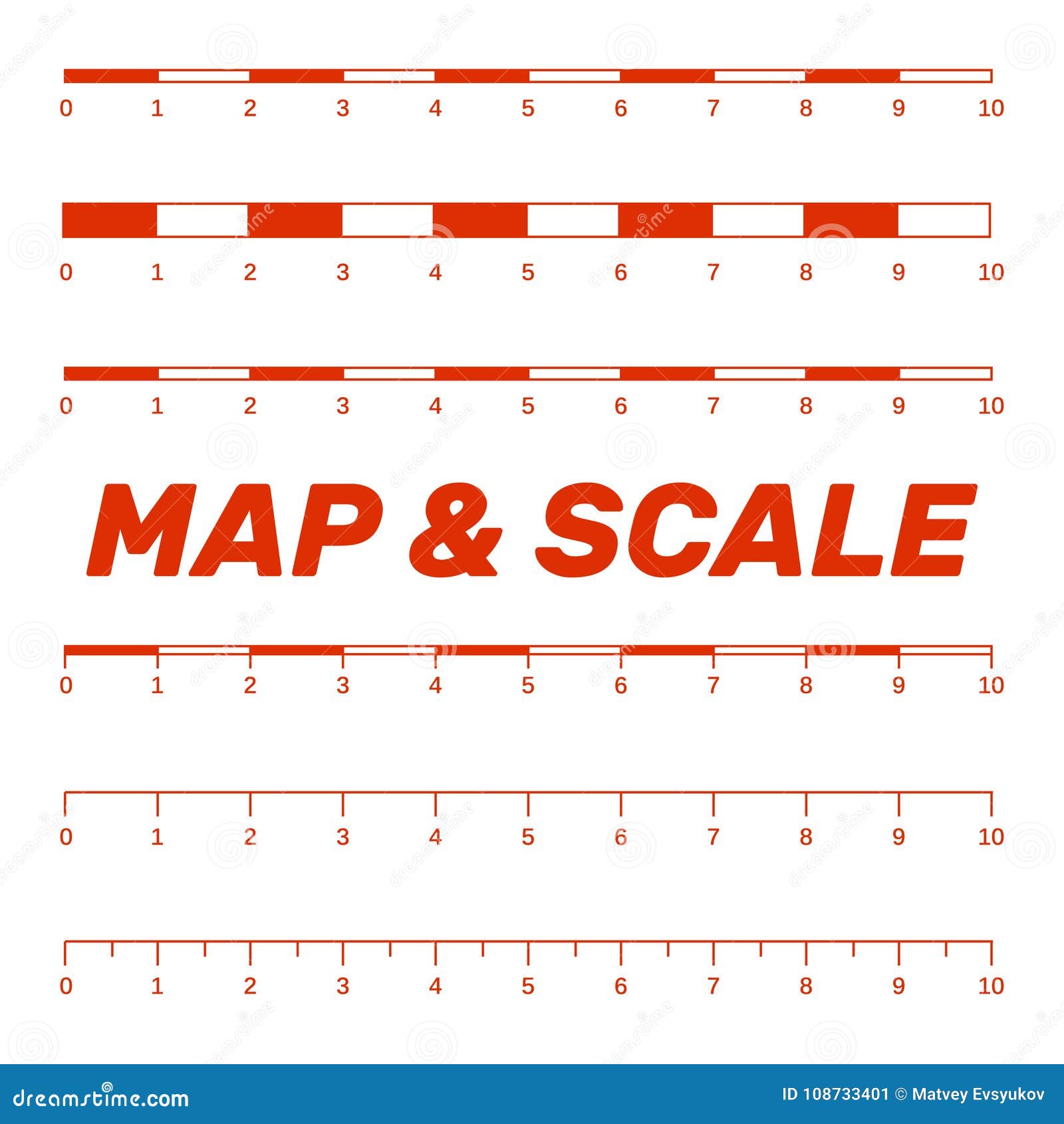 Map Scales Graphics For Measuring Distances. Scale Measure Map V Vector ...