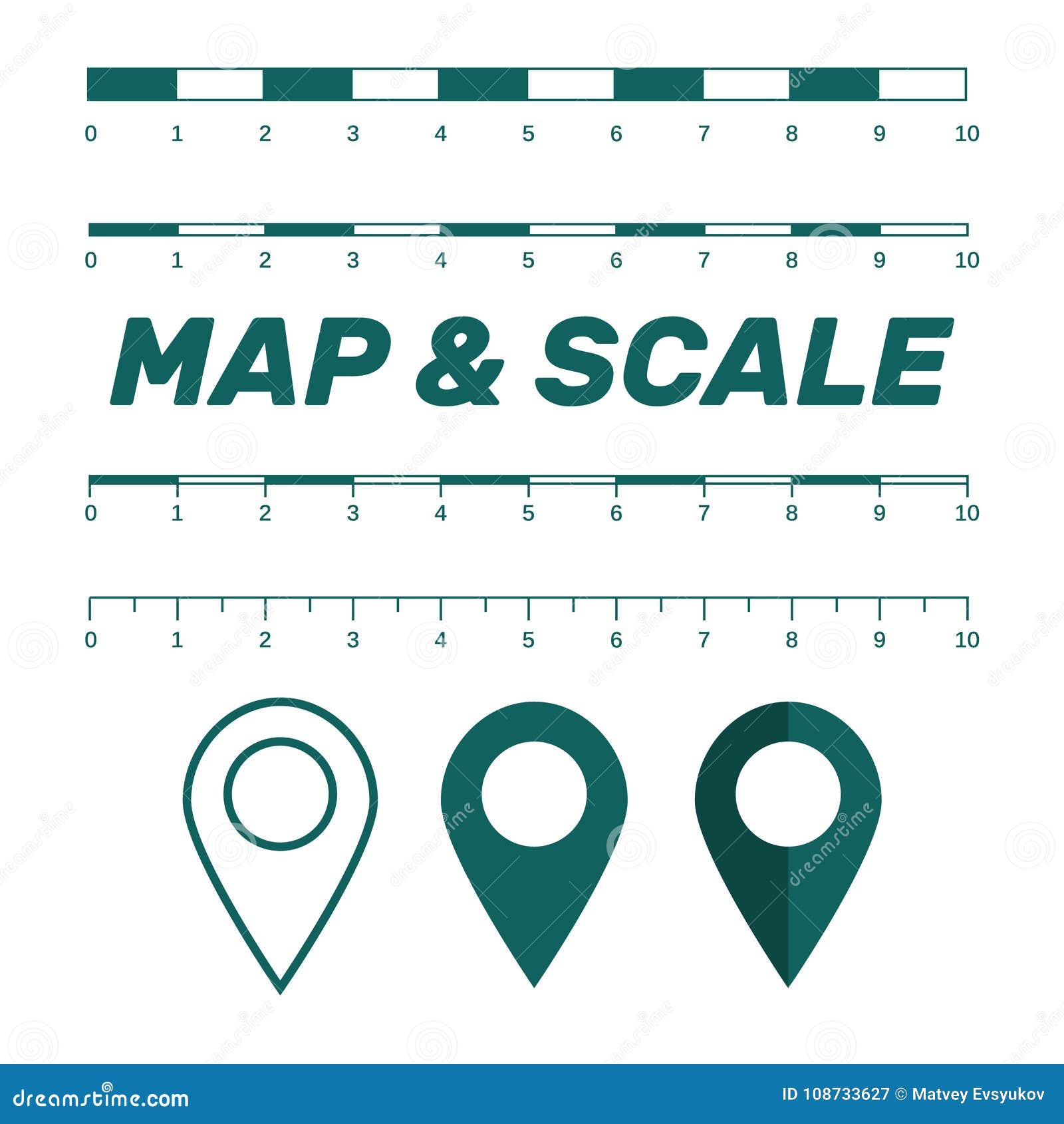 Map Scales Graphics for Measuring Distances. Scale Measure Map V Stock ...