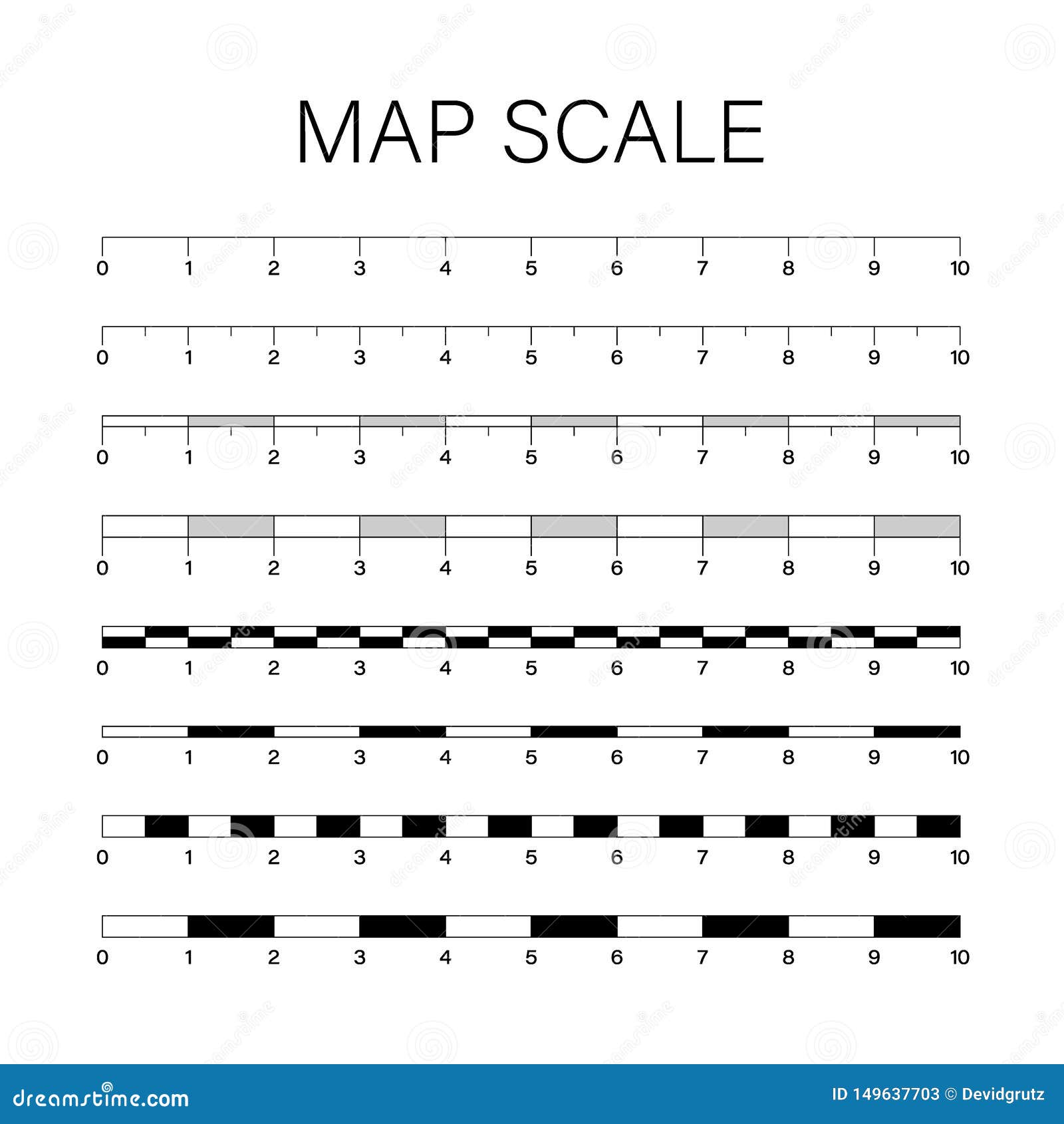Map Scales Graphics for Measuring Distances. Vector Stock Illustration ...