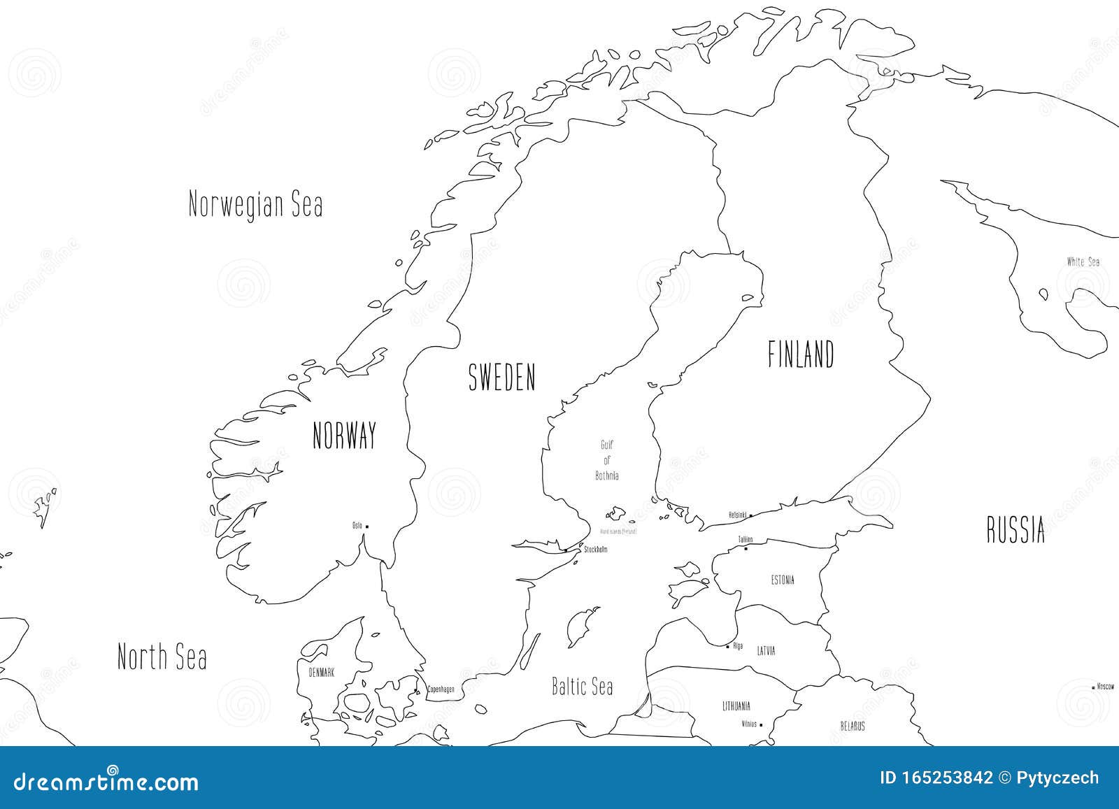 Map of Scandinavia. Handdrawn Doodle Style Stock Vector - Illustration ...