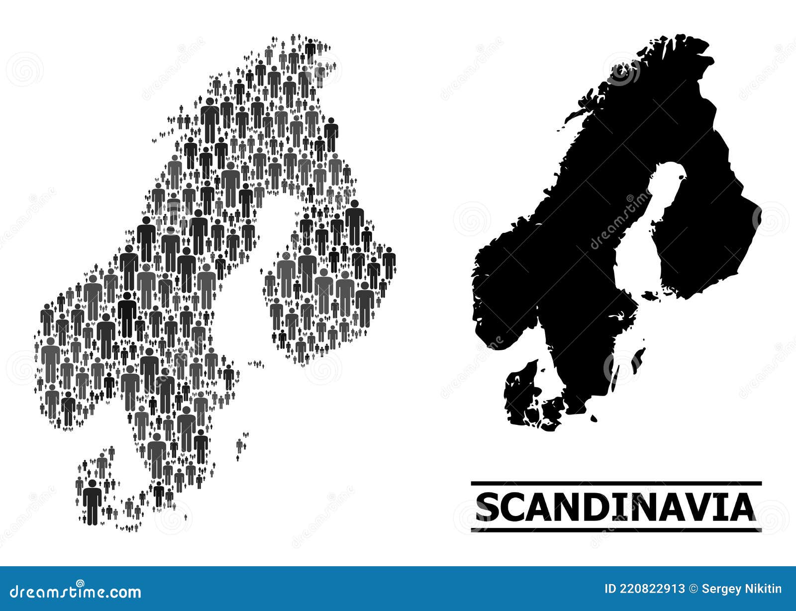 Vector Humans Mosaic Map of Scandinavia and Solid Map Stock Vector ...