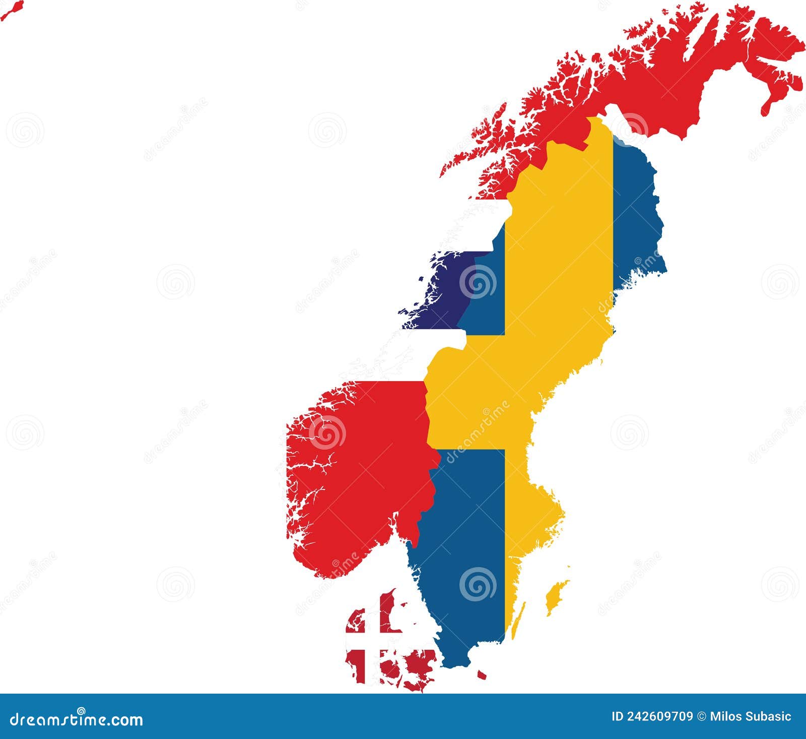 Map of Scandinavian Peninsula Countries with National Flag Stock Vector ...
