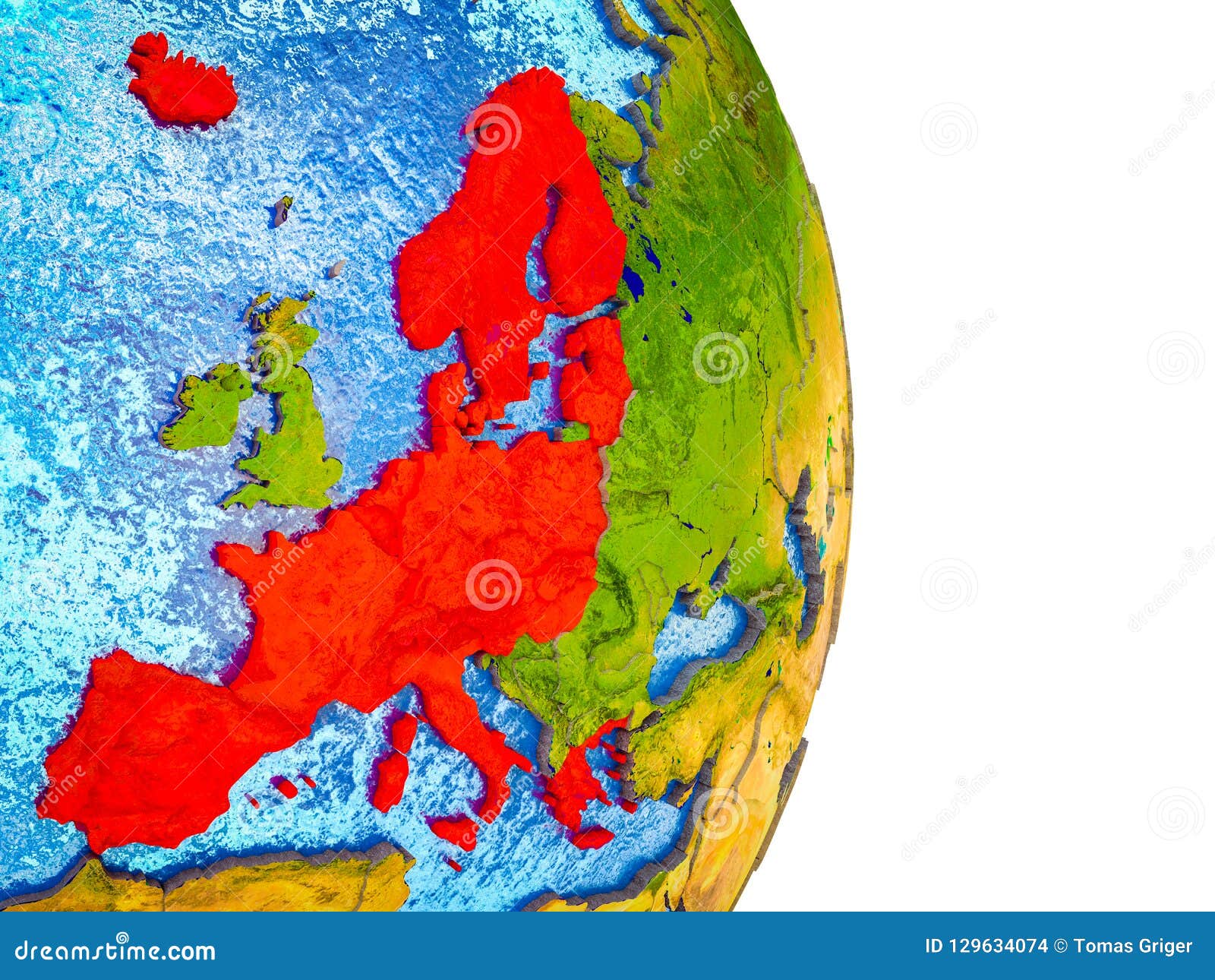 Map of Schengen Area Members on 3D Earth Stock Illustration ...