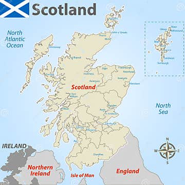 Map of Scotland with Districts Stock Vector - Illustration of scotland ...