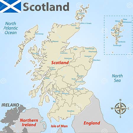 Map of Scotland with Districts Stock Vector - Illustration of scotland ...