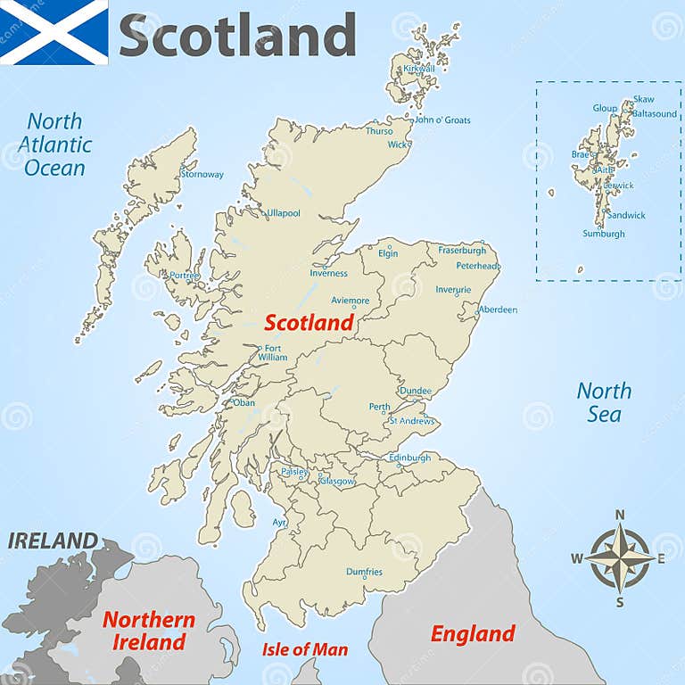 Map of Scotland with Districts Stock Vector - Illustration of scotland ...