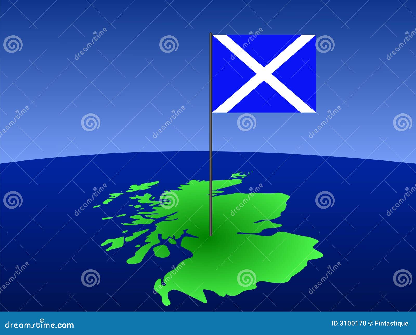 Map of scotland with flag stock vector. Illustration of flag - 3100170