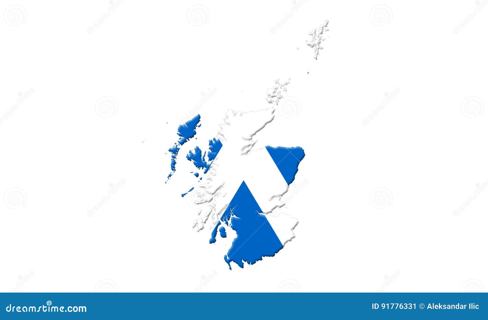 Map of Scotland with Flag on it Isolated on White Background 3D Stock ...