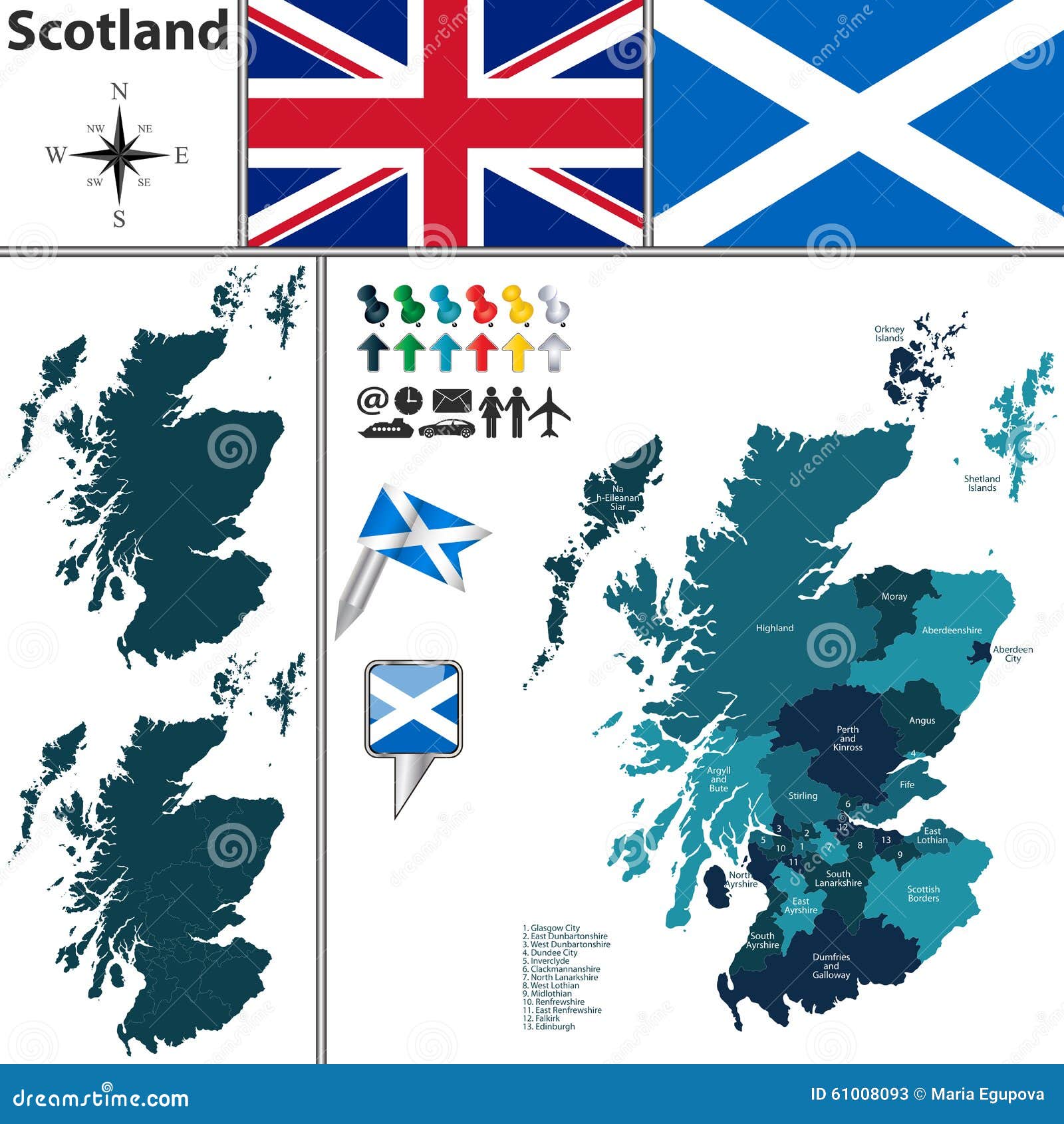 Scotland Subdivisions Unitary Authorities Map And Scottish Largest ...