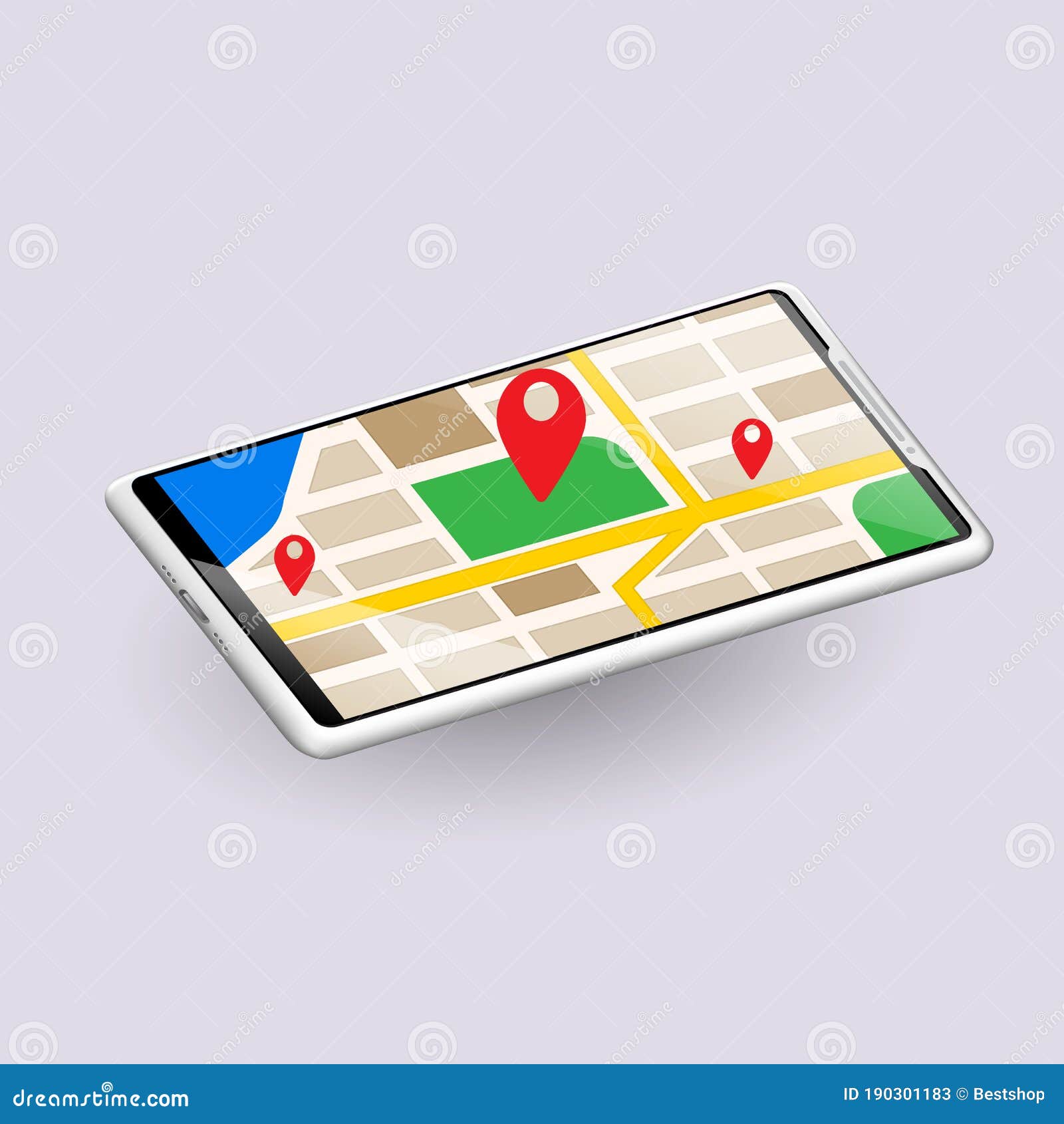 Map Screen, Phone Mockup, Template for Infographics or Presentation ...