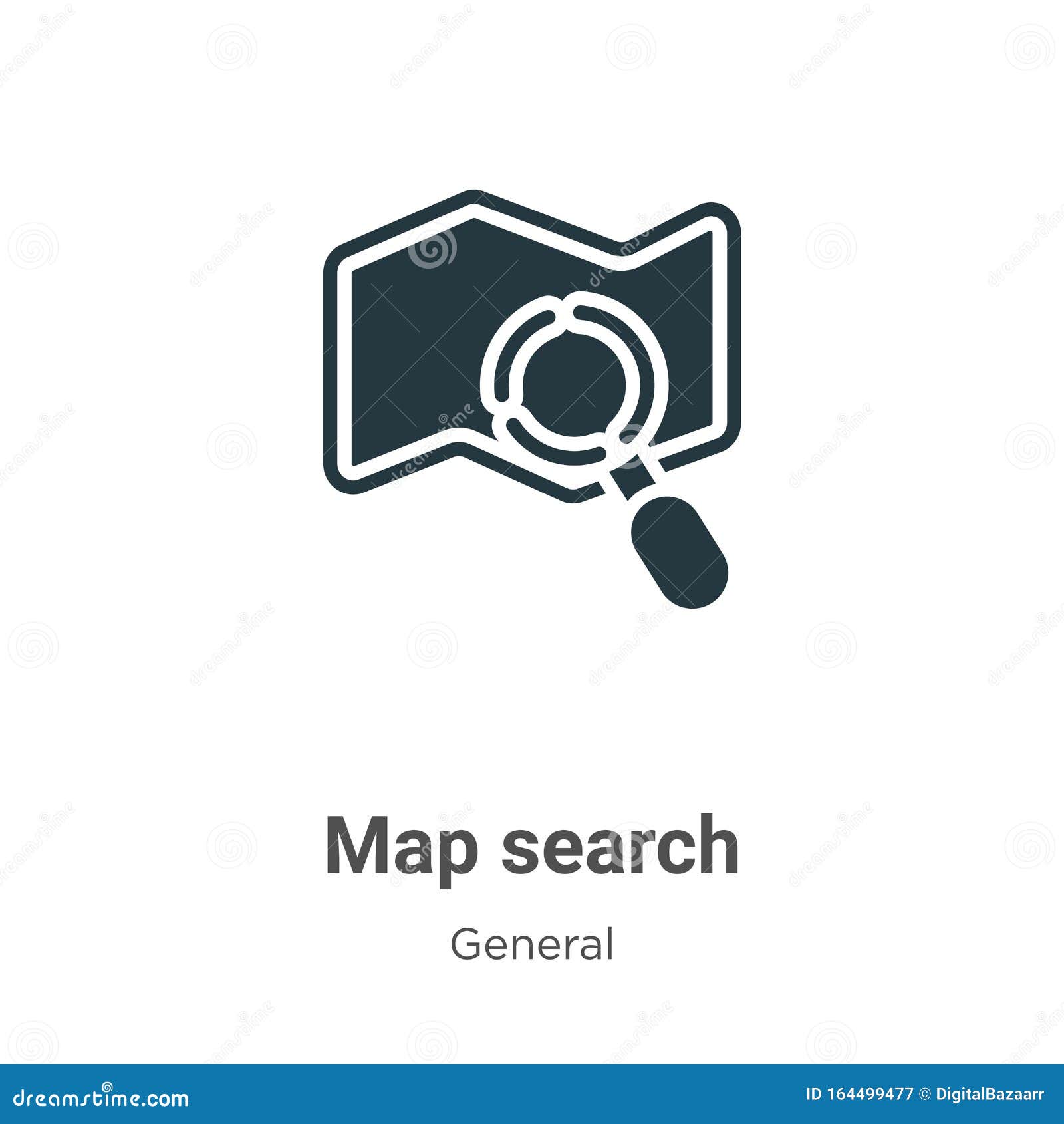 Map Search Vector Icon on White Background. Flat Vector Map Search Icon ...