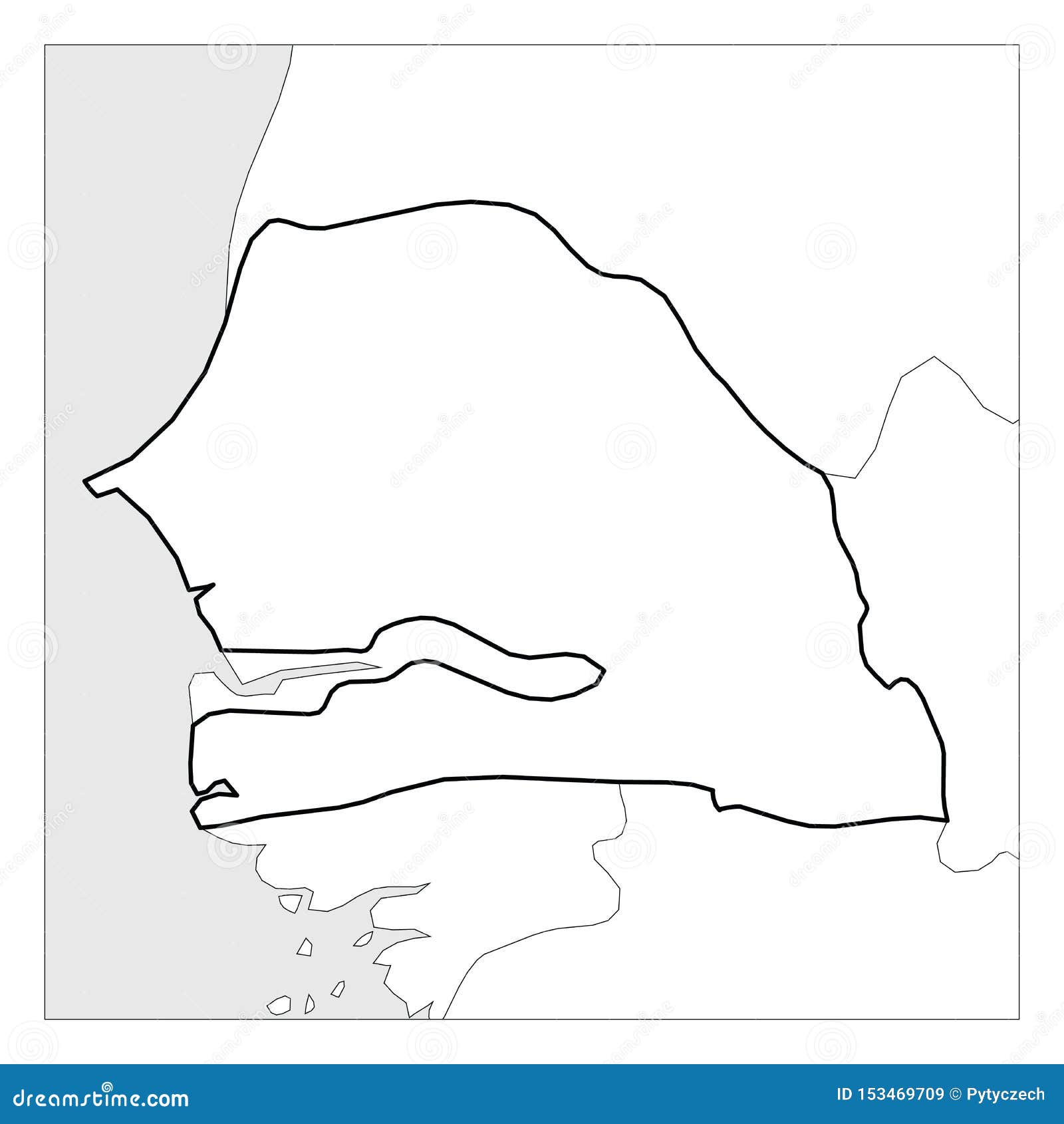 Senegal Map. Black Silhouette Country Map Isolated On White Background. Black Outline On White ...