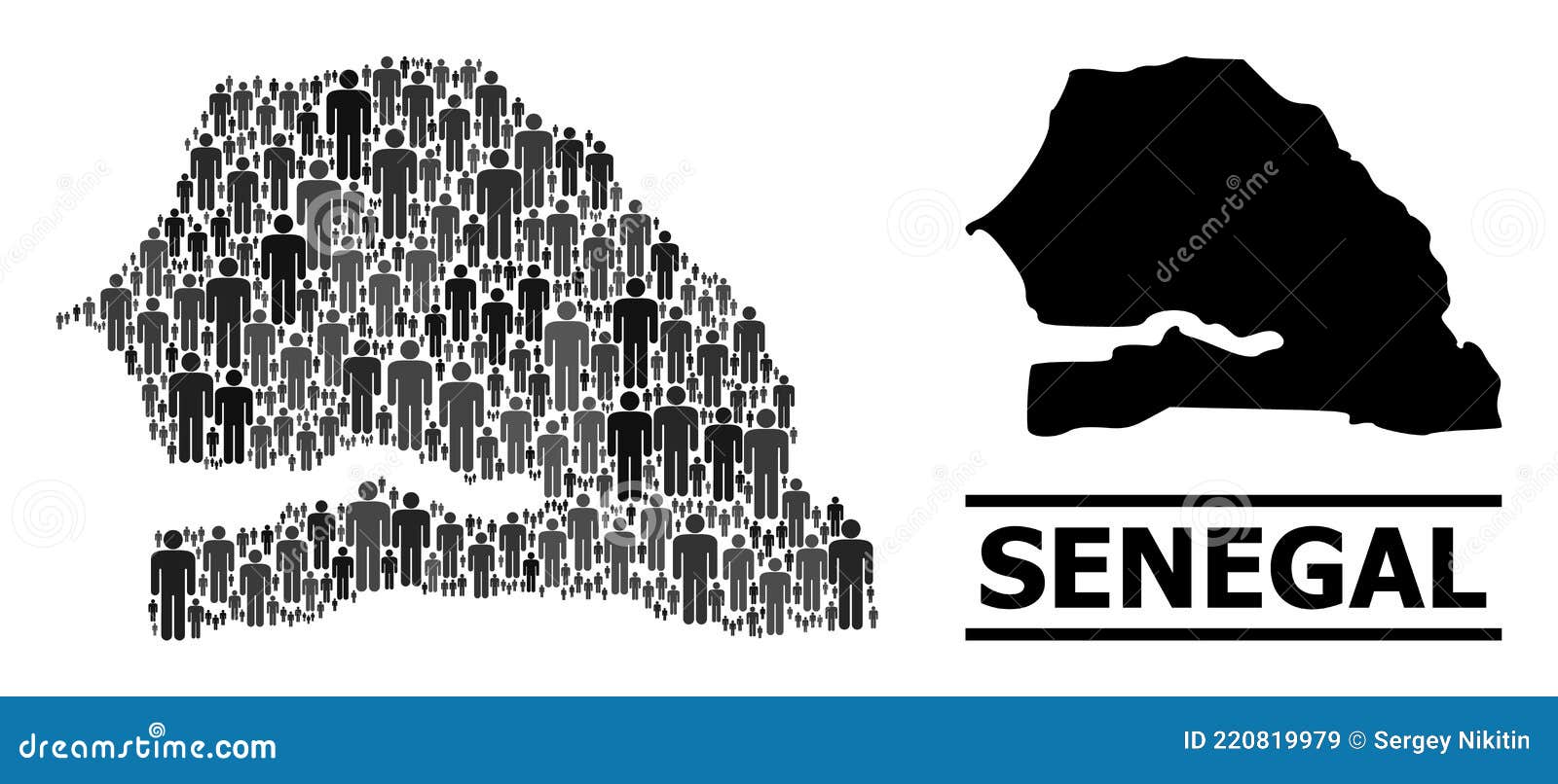 Senegal Population Map. Stick Figures Senegalese People Map. Pattern Of ...