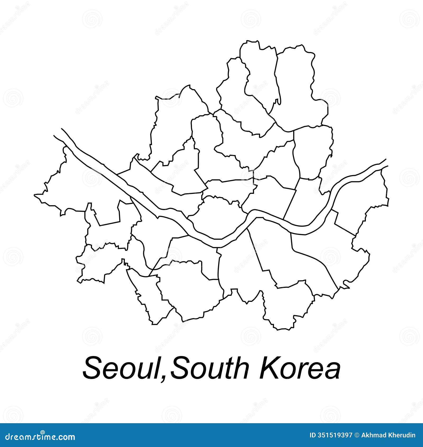 Map of seoul south korea stock vector. Illustration of south - 351519397