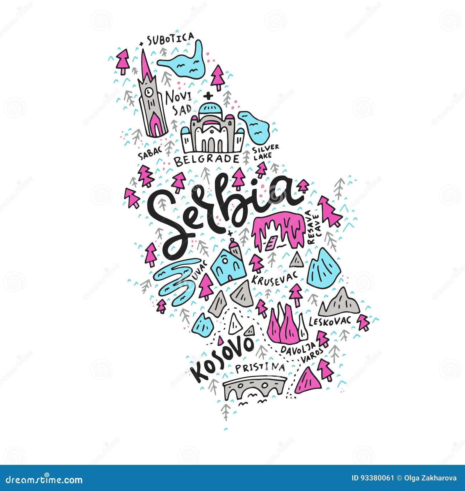 Leskovac City Republic Of Serbia, Jablanica District Map Vector ...
