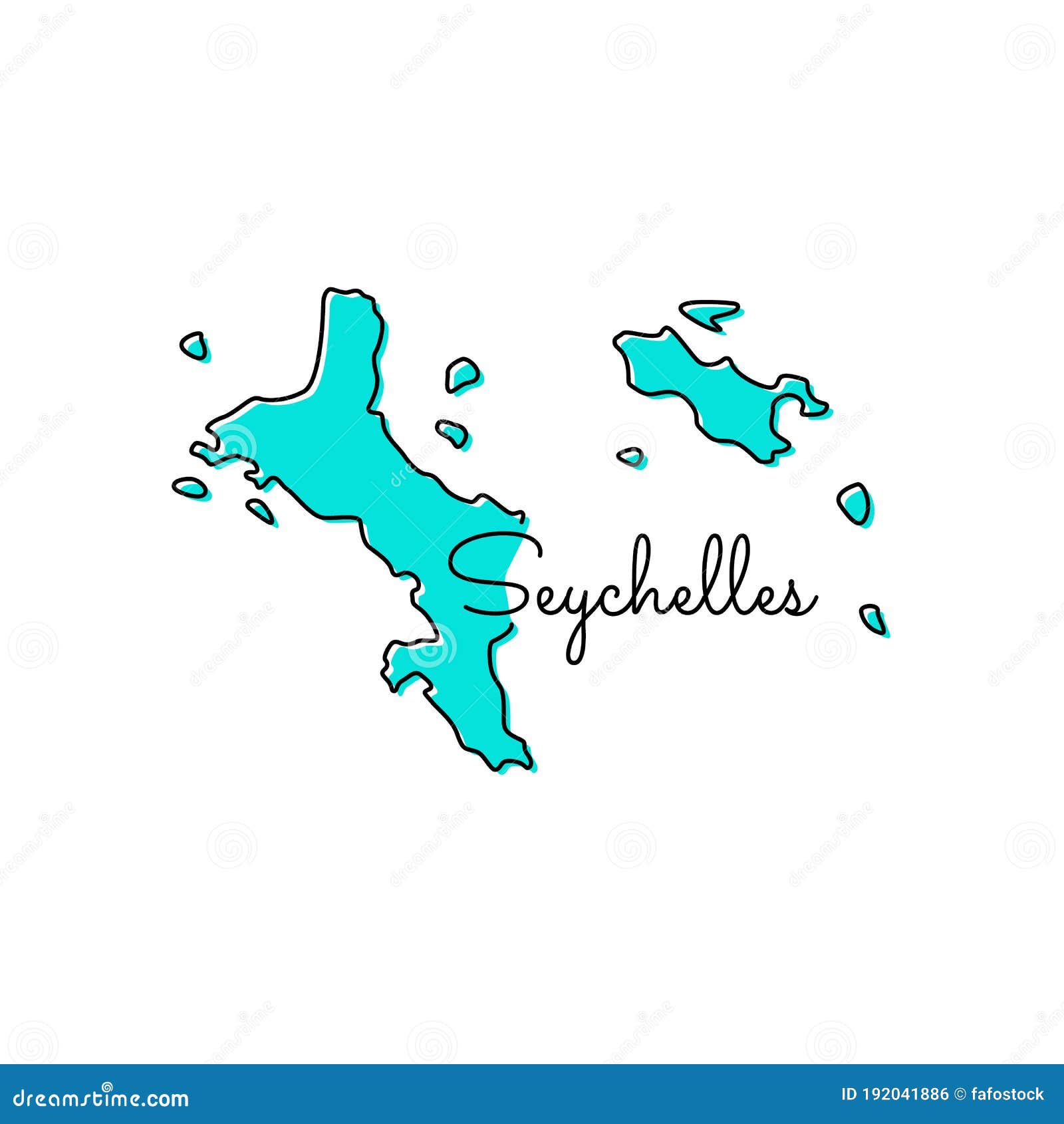Seychelles Vector Map Isolated On White Background. High-Detailed Black ...
