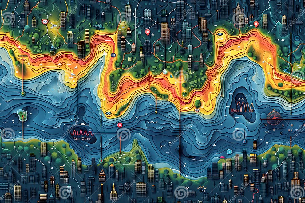 A Map Showcasing a Dense Urban Area with a Multitude of Buildings Stock ...