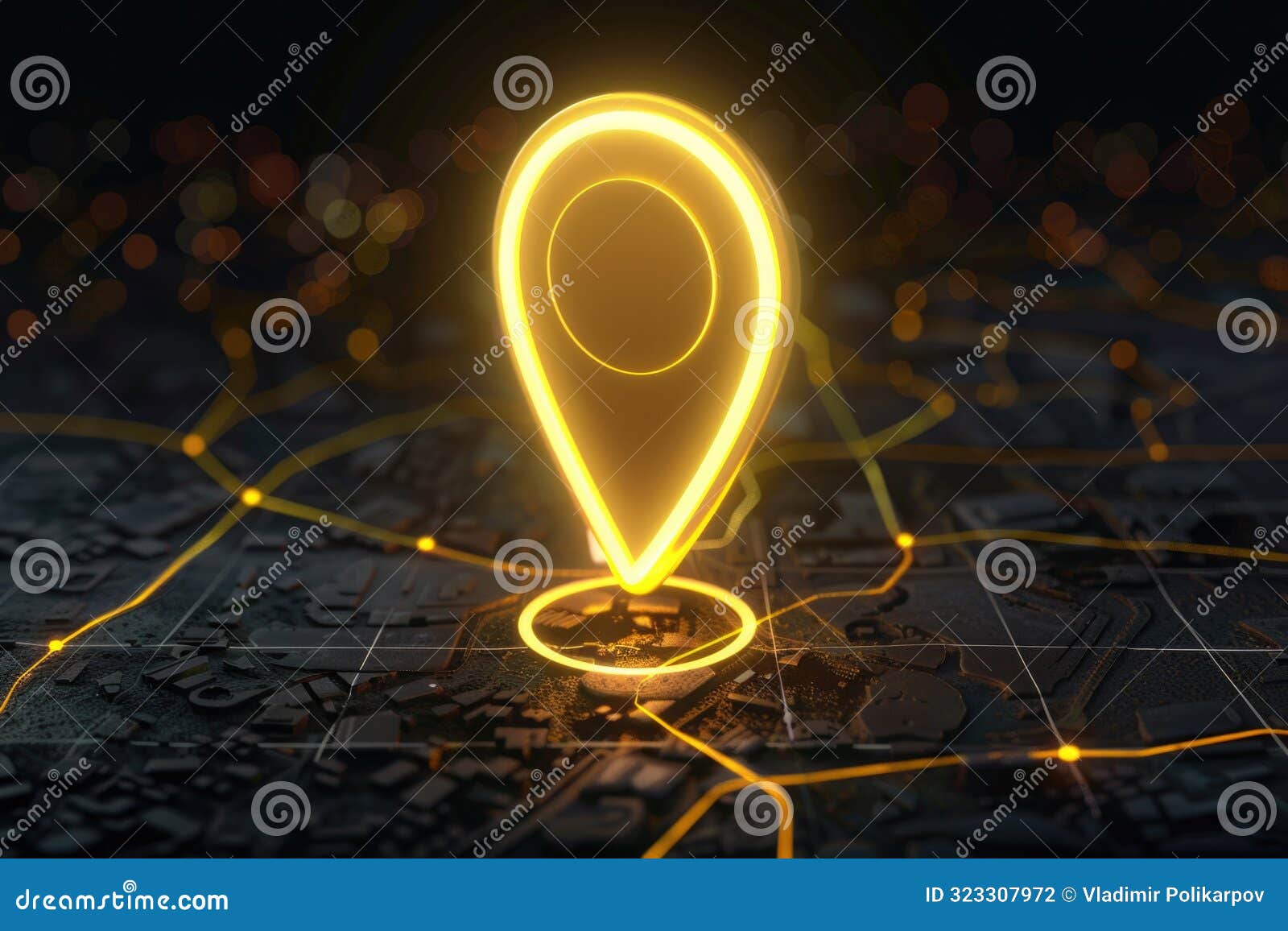 A Map Showing a Location with a Glowing Pin, Useful for Navigation or ...