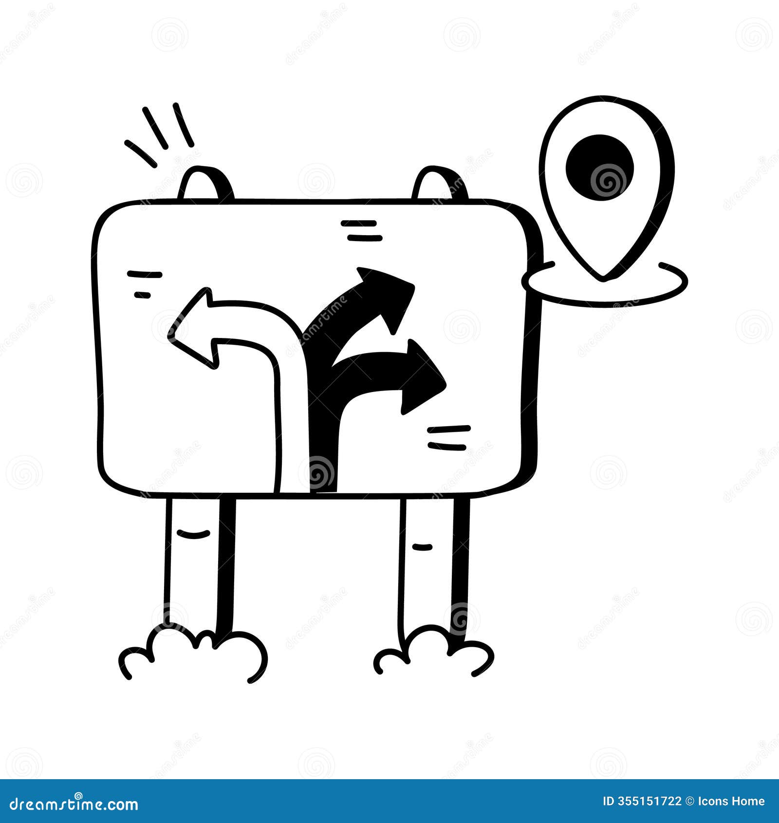 Map Showing Multiple Pins for Various Destinations Stock Illustration ...