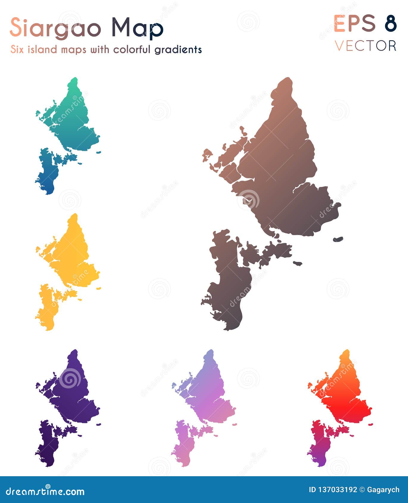 Map of Siargao with Beautiful Gradients. Stock Vector - Illustration of ...
