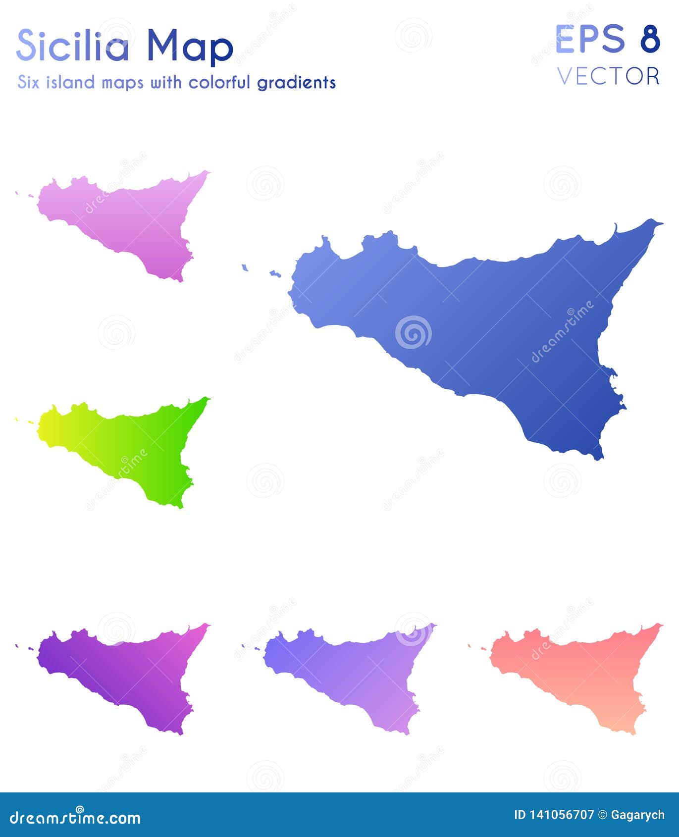 Map of Sicilia with Beautiful Gradients. Stock Vector - Illustration of ...