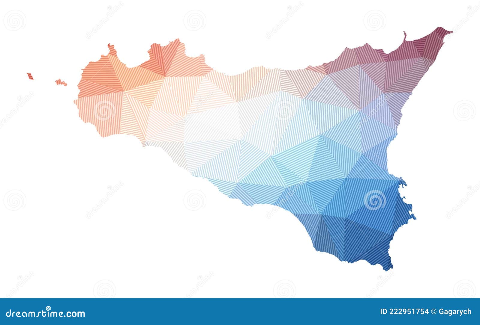 Map of Sicilia. stock vector. Illustration of olygonal - 222951754