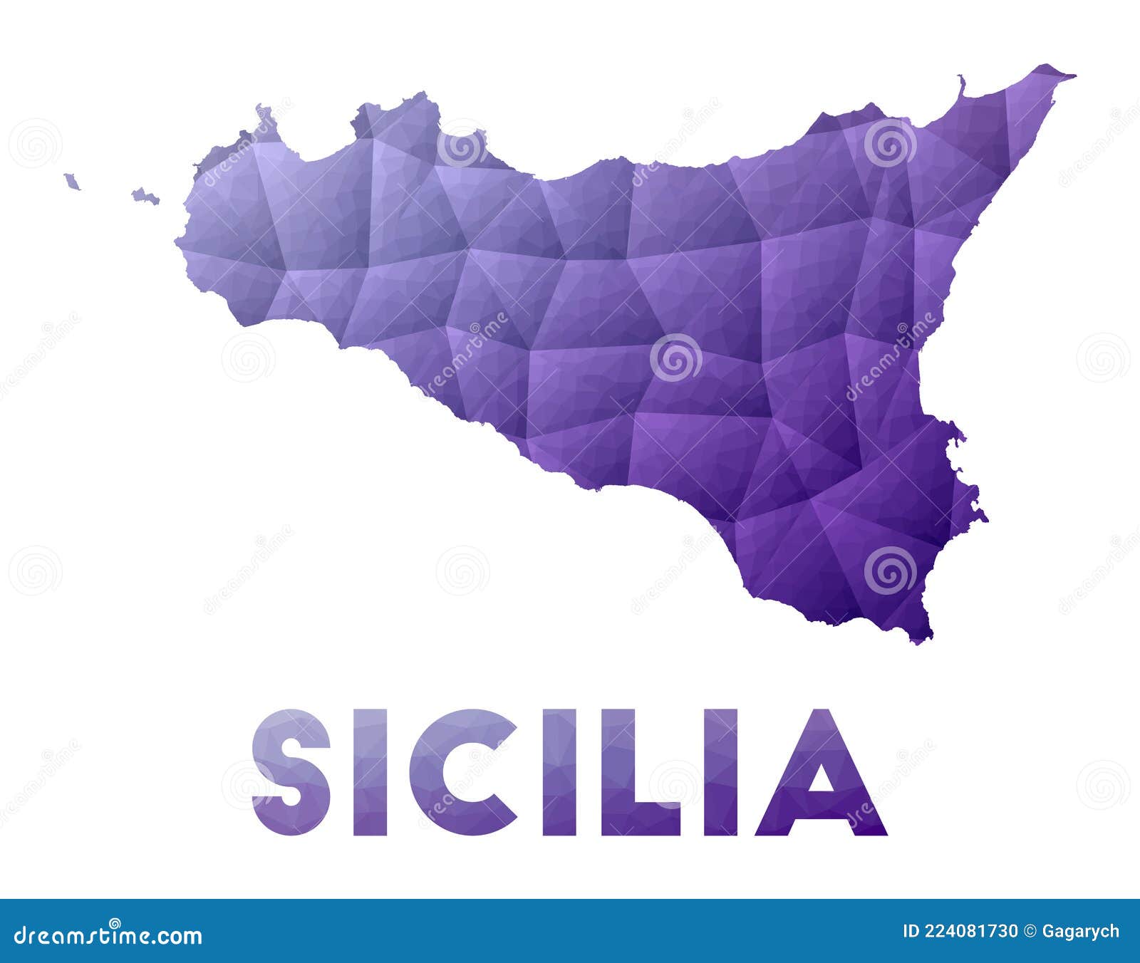 Map of Sicilia. stock vector. Illustration of poly, banner - 224081730