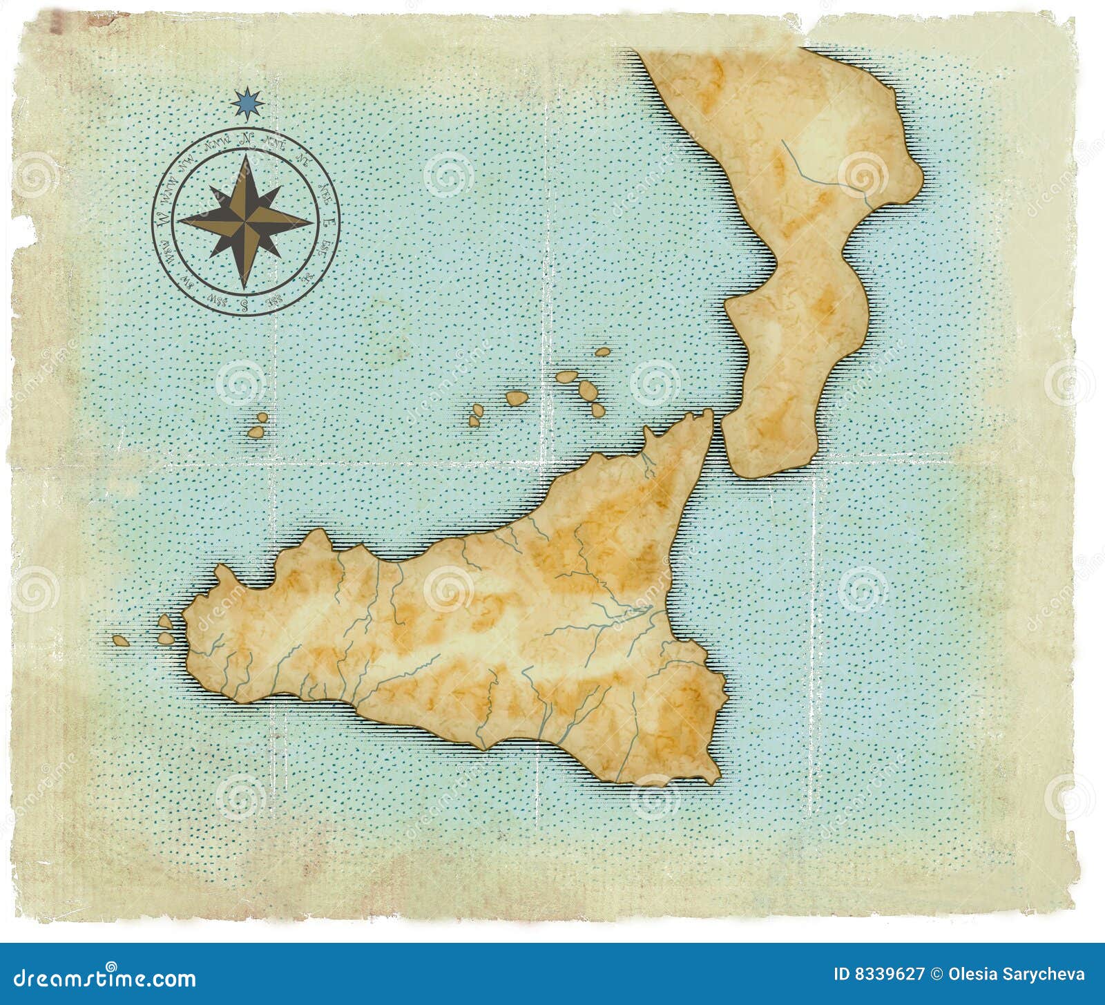 Stylized Map Of Sicily With Traditional Symbols Vector Illustration ...