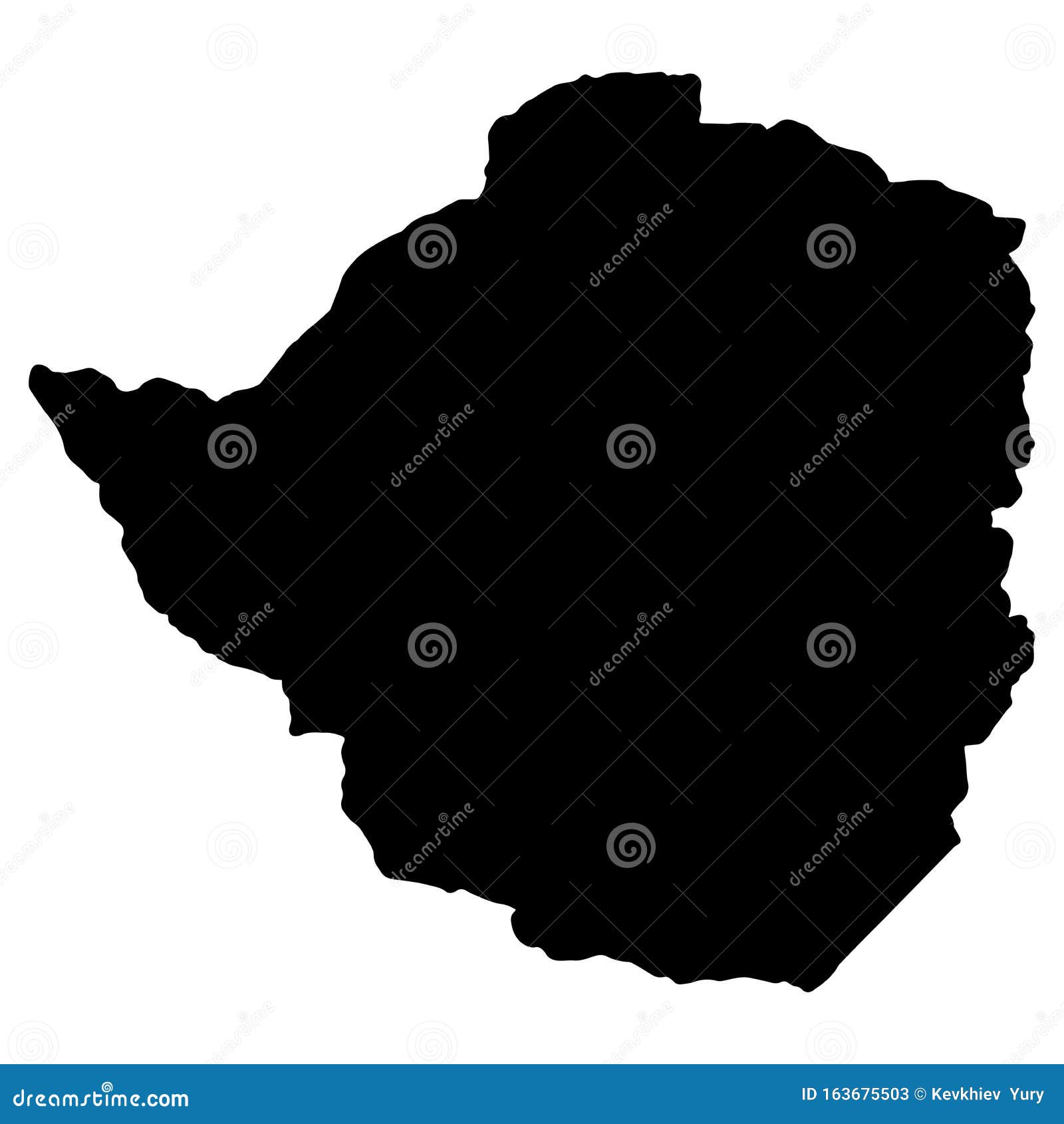 Zimbabwe Vector Map Isolated On White Background. High-Detailed Black ...