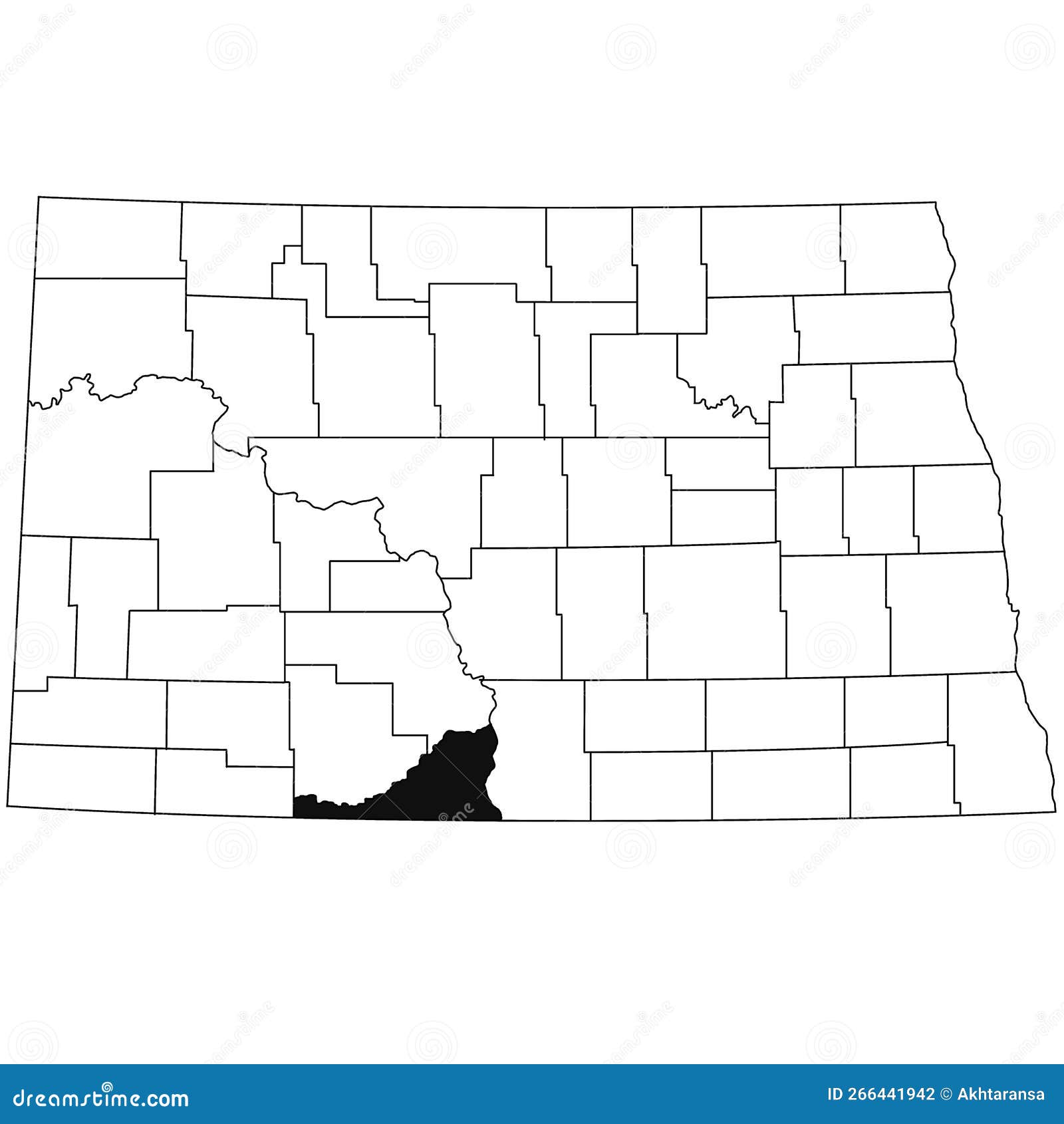 Map Of Sioux County In North Dakota State On White Background. Single ...