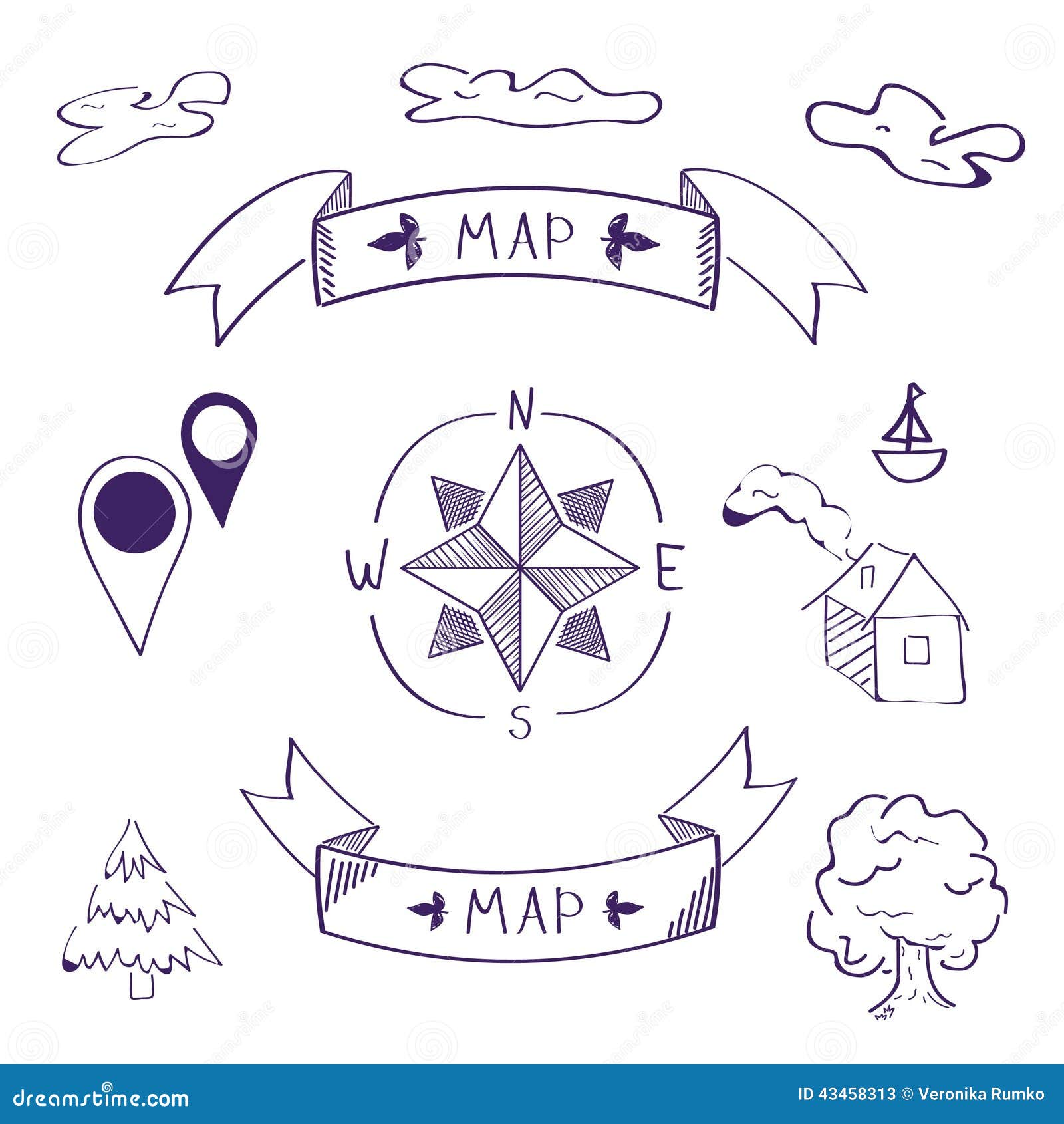 Map of sketch stock illustration. Illustration of global - 43458313