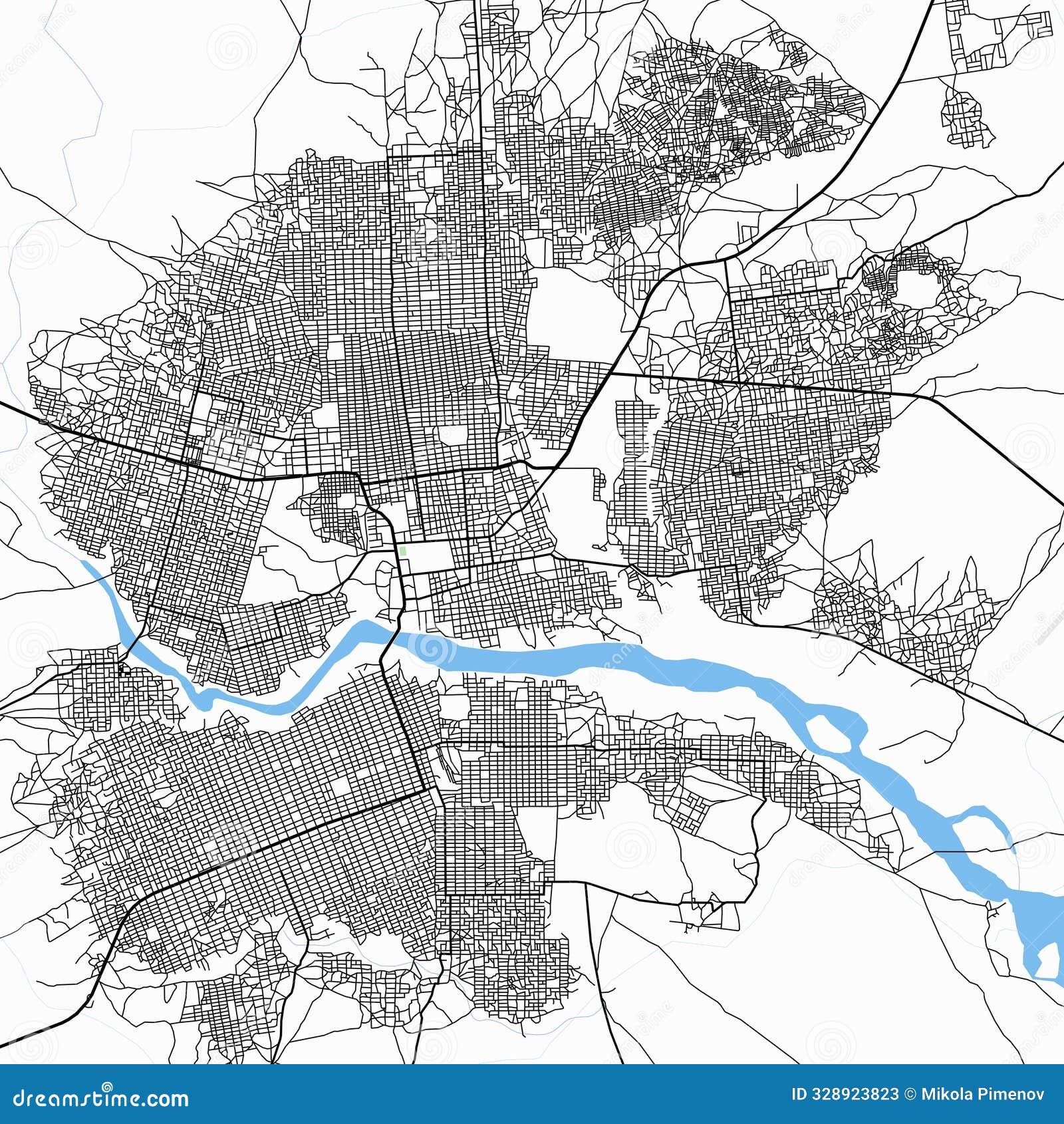 Nyala City Republic Of The Sudan, South Darfur State Map Vector ...