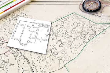 Map a Small Land and Plan Homes. Stock Image - Image of build, home ...