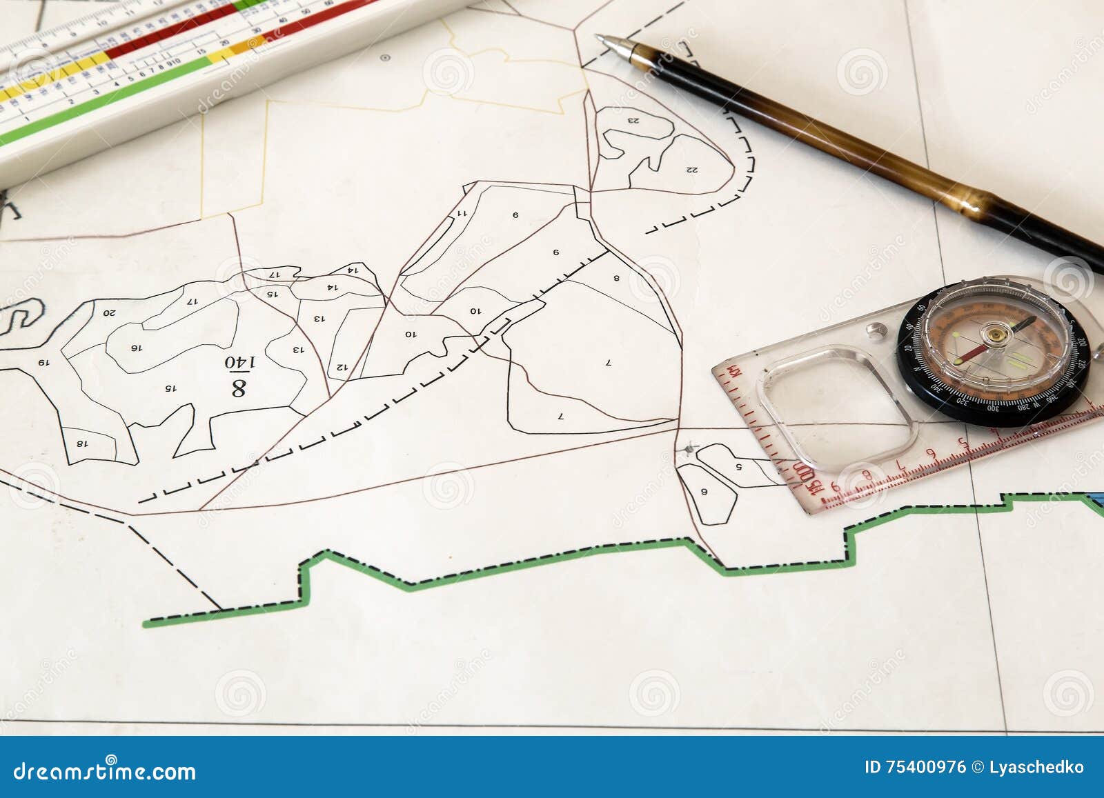Map of a small land. stock photo. Image of plan, draw - 75400976